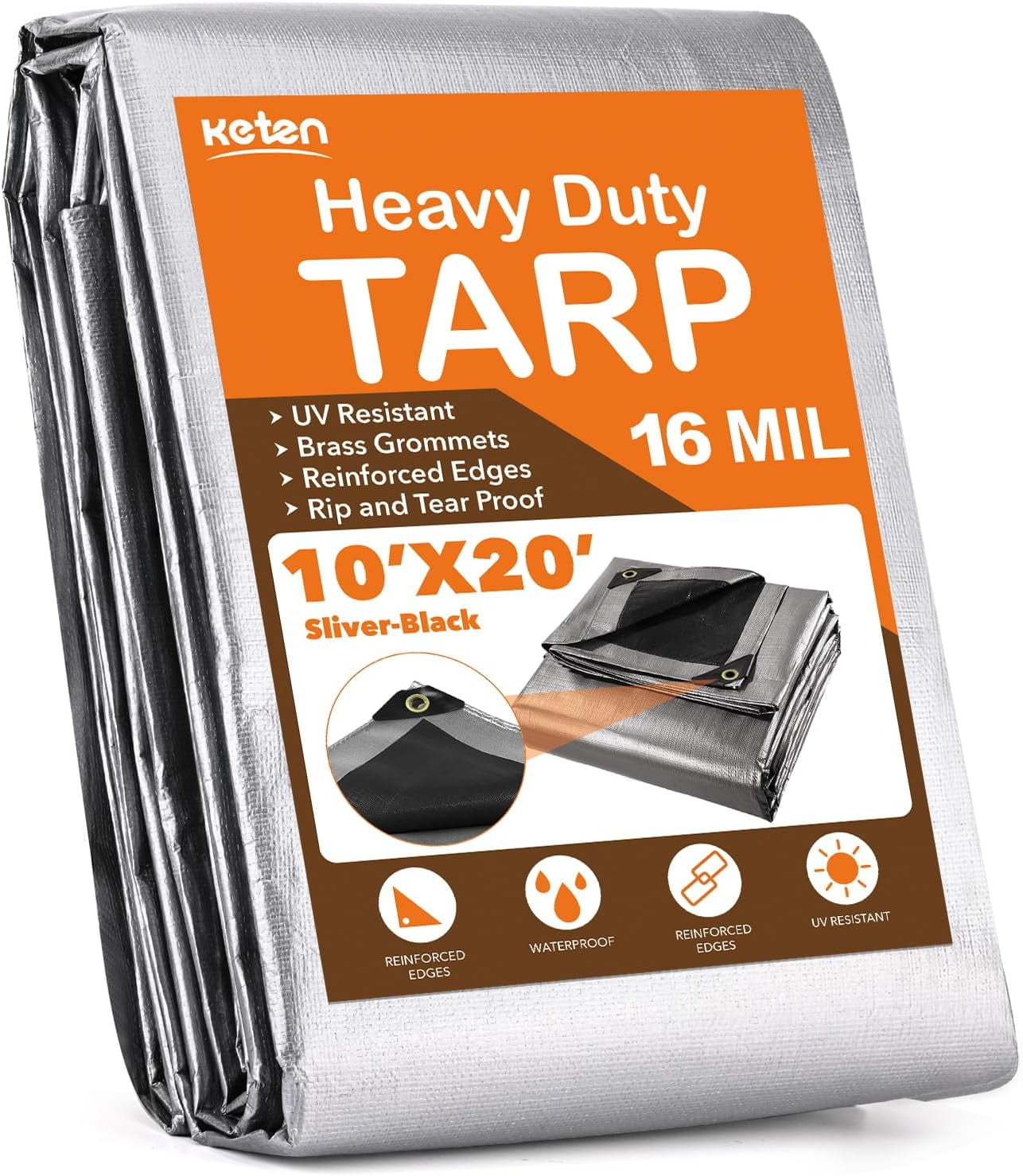 Tarps Heavy Duty Waterproof 10" X 20", Extra Thick 16 Mil,100% UV ...