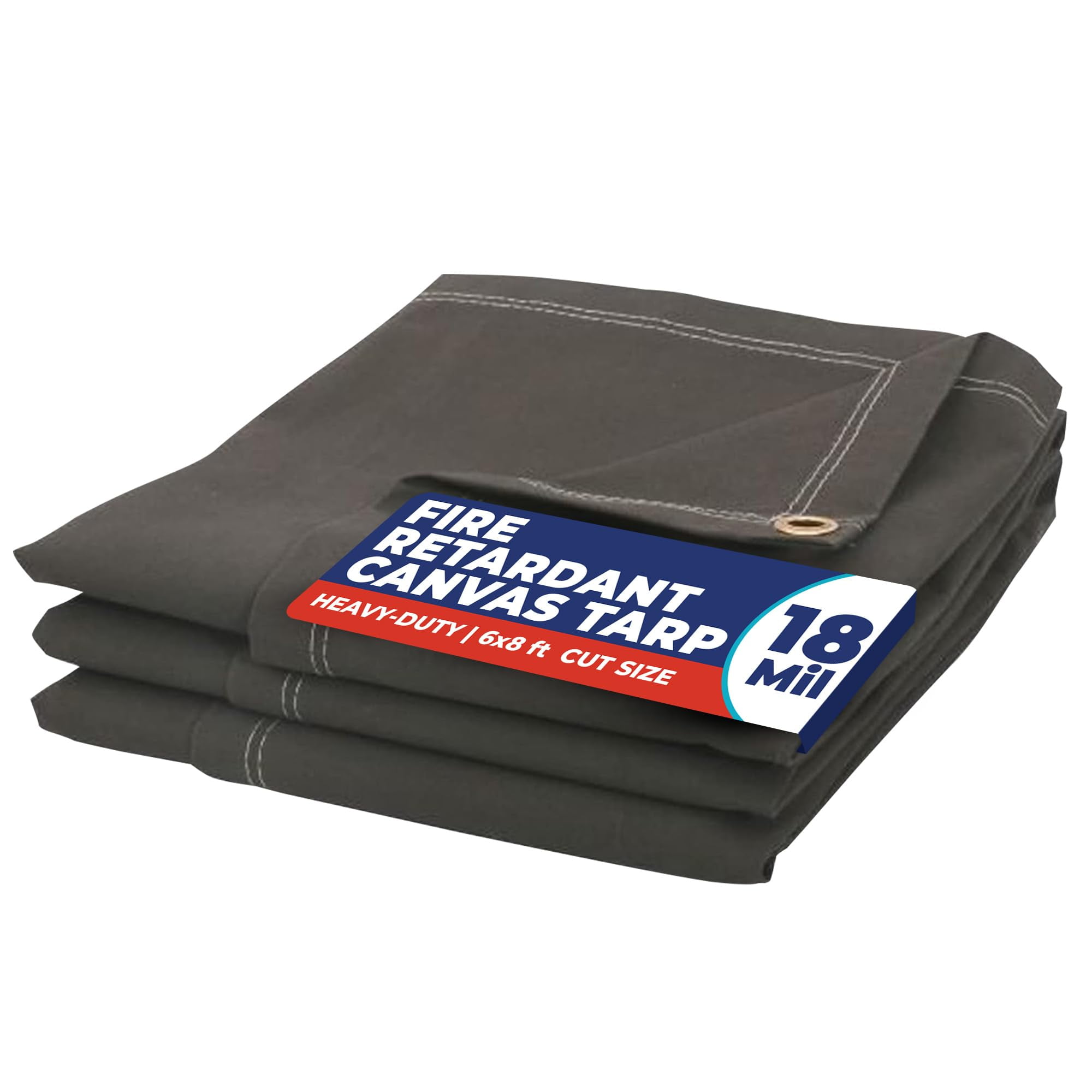 Tarps Now (6' x 8'), 18 Mil Fire Retardent Canvas Tarp with Brass ...
