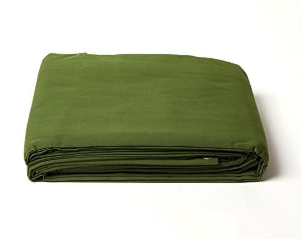 Tarps Now Waterproof Canvas Tarp - 8’ x 10’ Heavy Duty Tarp (Olive ...