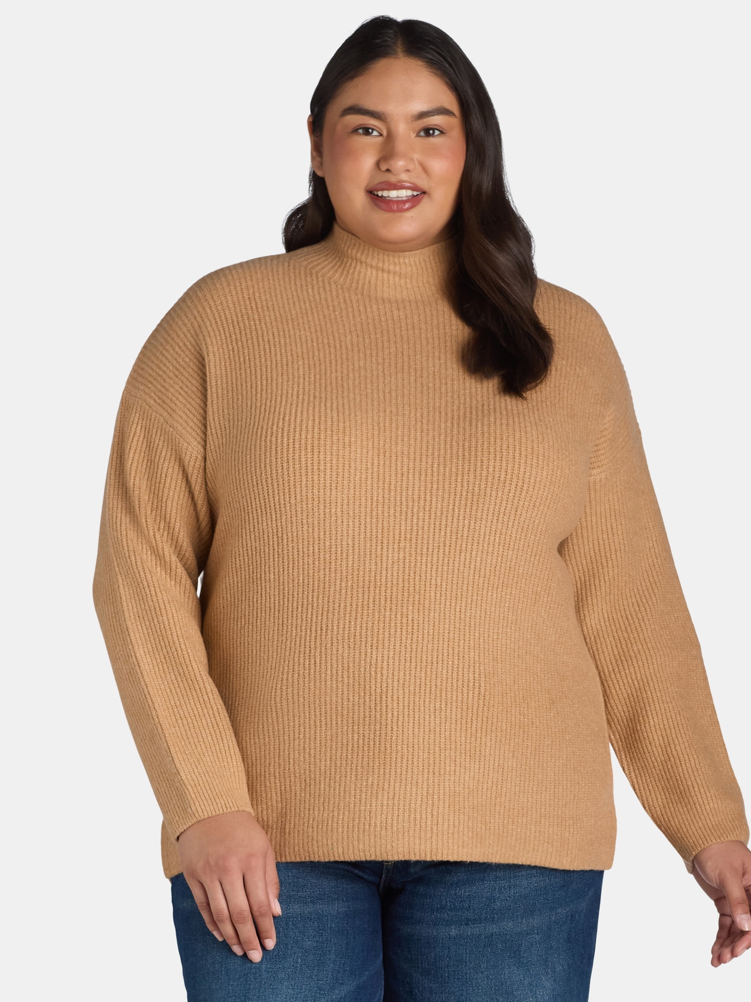 Terra & Sky Plus Size Funnel Neck Sweater, Midweight, Sizes 0X-5X, Cozy ...