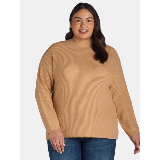 Terra & Sky Women's Plus Size Funnel Neck Sweater, Midweight, Sizes 0X ...