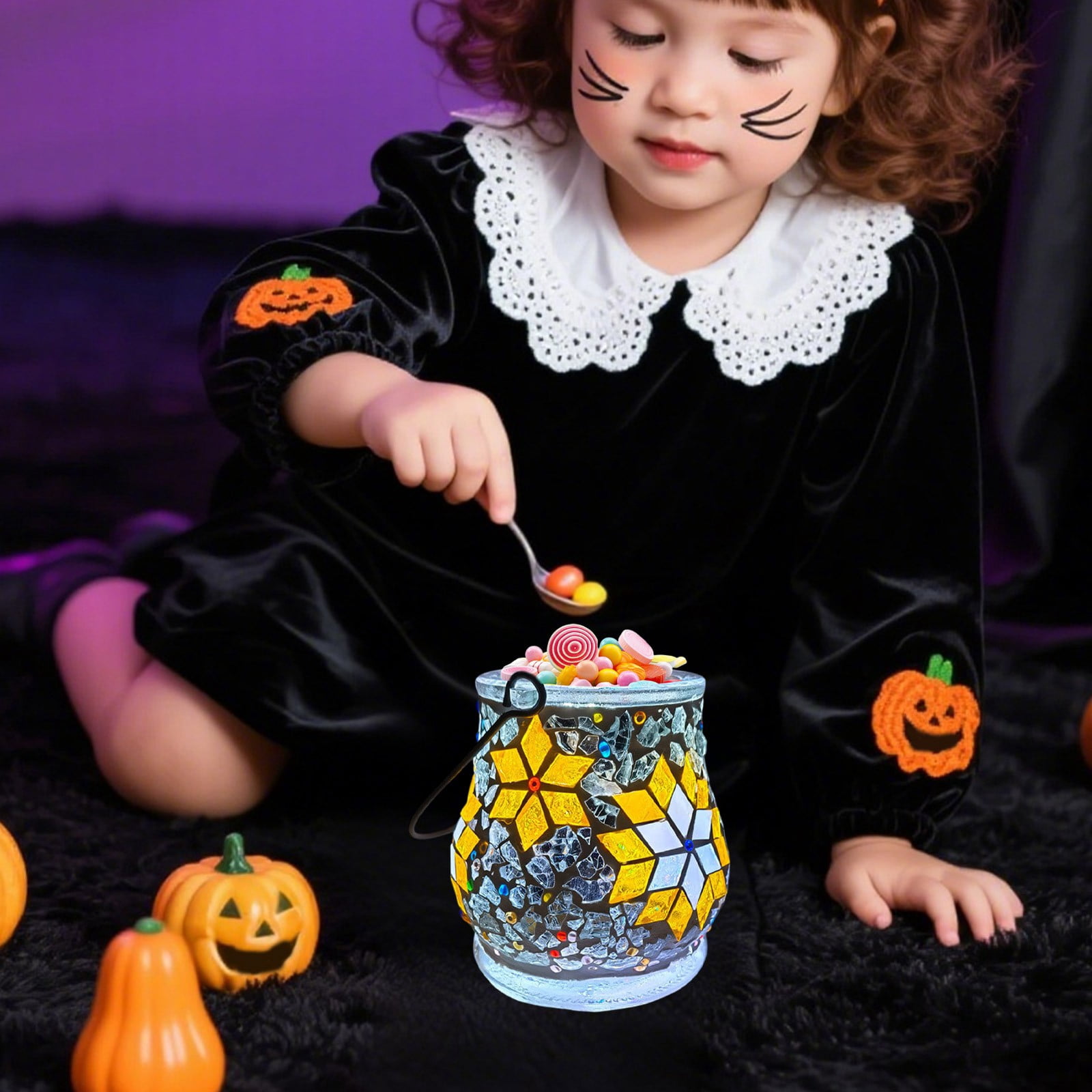 Tarro de dulces iluminado de Halloween con luces, incluye material (10 ...