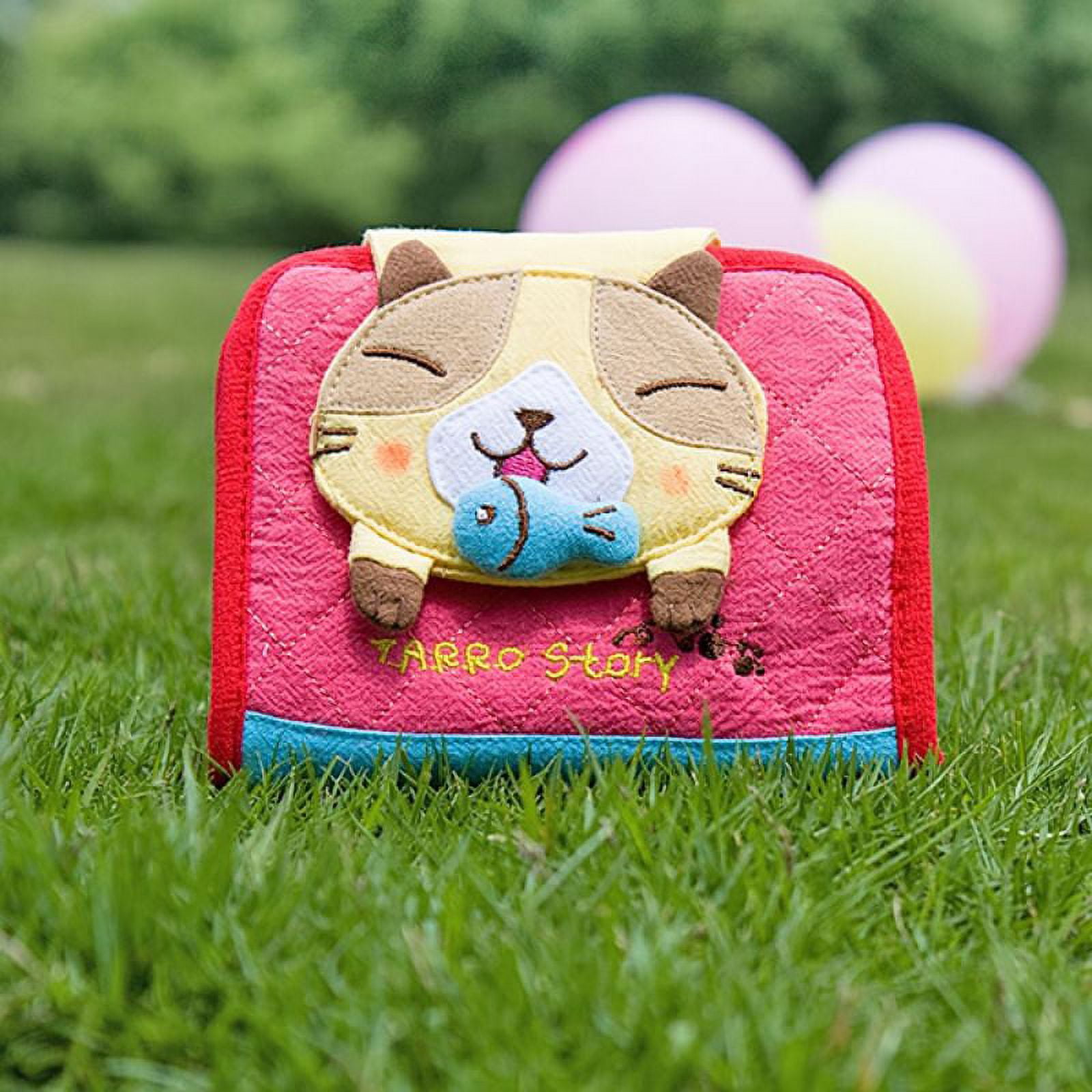 [Tarro story - Yellow Cat] Embroidered Applique Fabric Art Wallet Purse ...