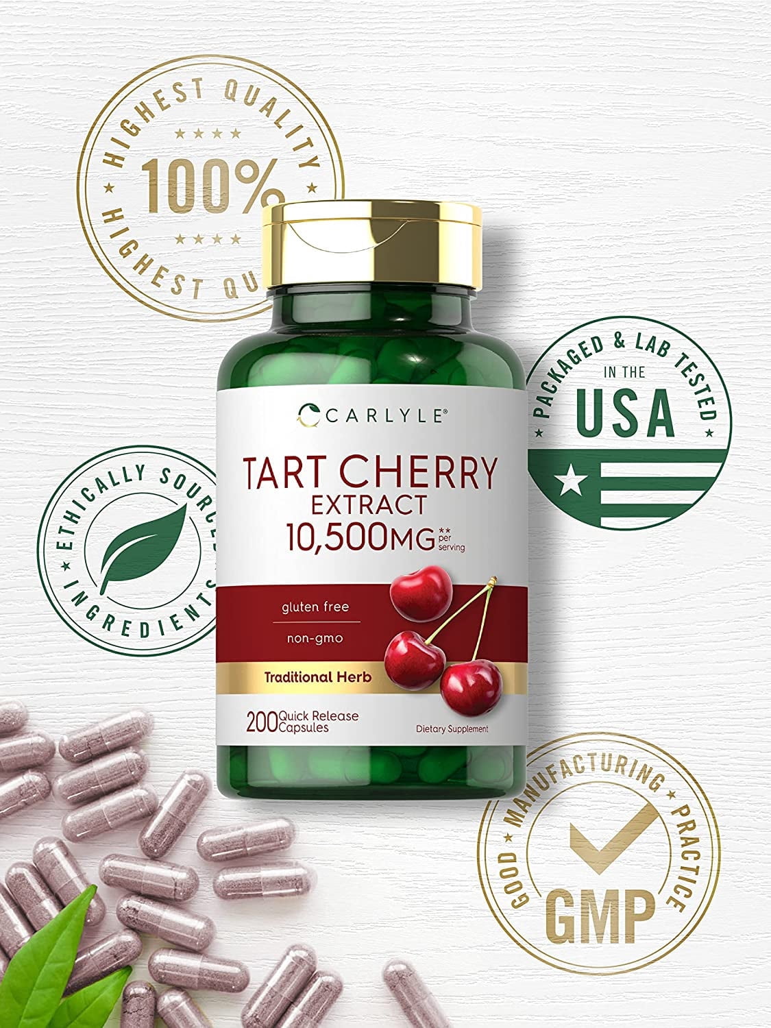 Carlyle Tart Cherry Capsules 10,500 mg - Rich in Vitamins ...