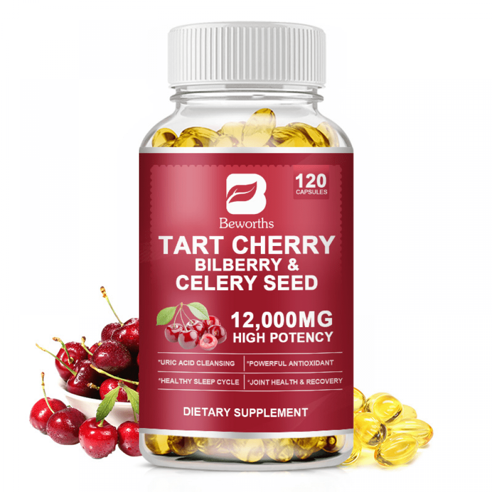 Tart Cherry Capsules - 12000mg Tart Cherry Extract with Celery Seed ...