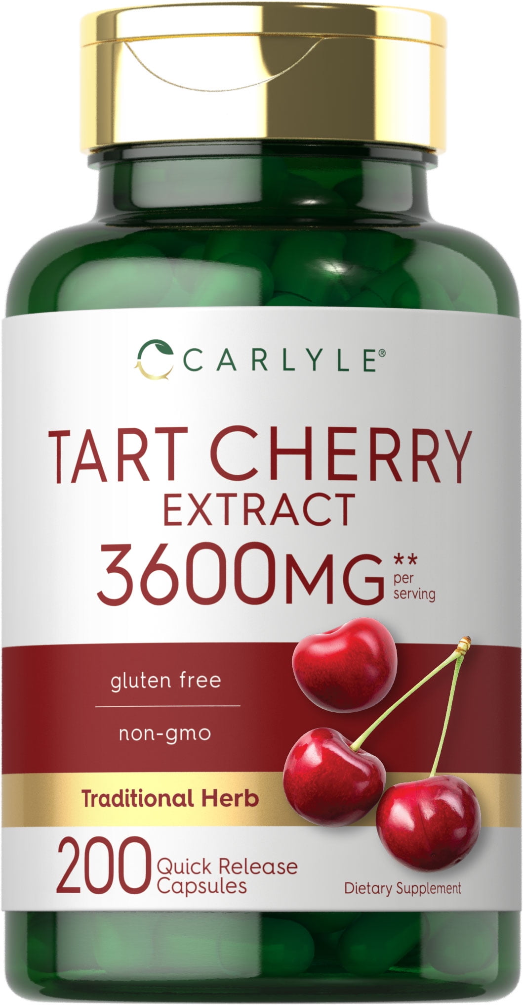 Carlyle Tart Cherry Extract Capsules, 200 Count, 2400 mg, Non-GMO ...