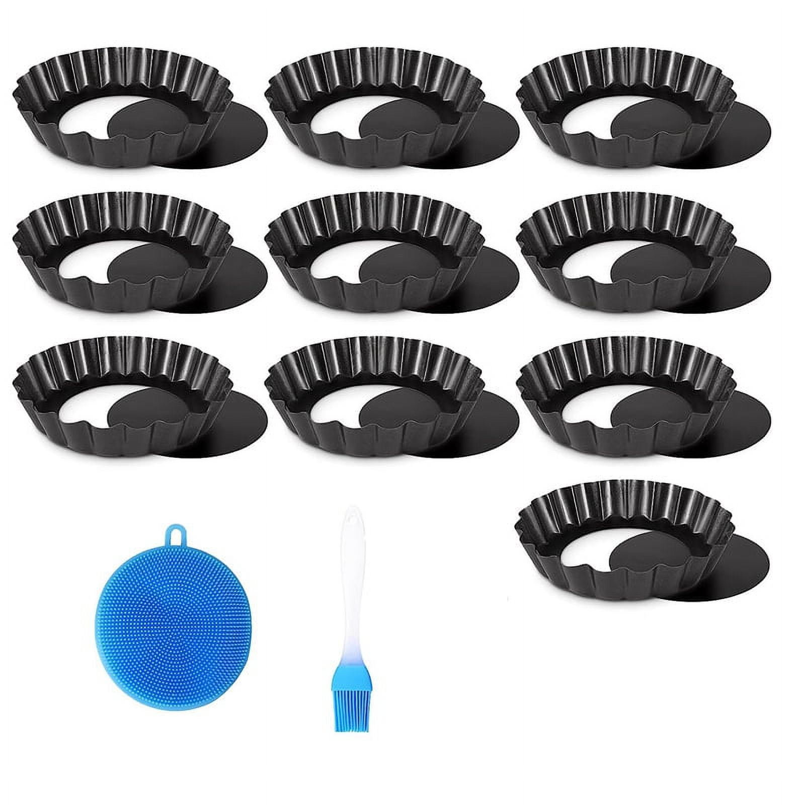 Tart Pan, 4 Inch Tart Pans, Non-Stick Removable Loose Bottom Carbon ...