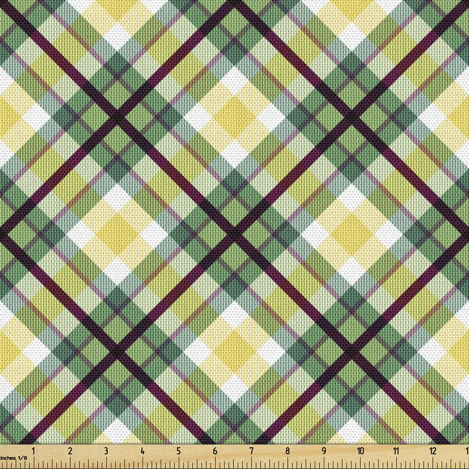 Ambesonne Tartan Fabric by the Yard Upholstery, Classic Squares and ...