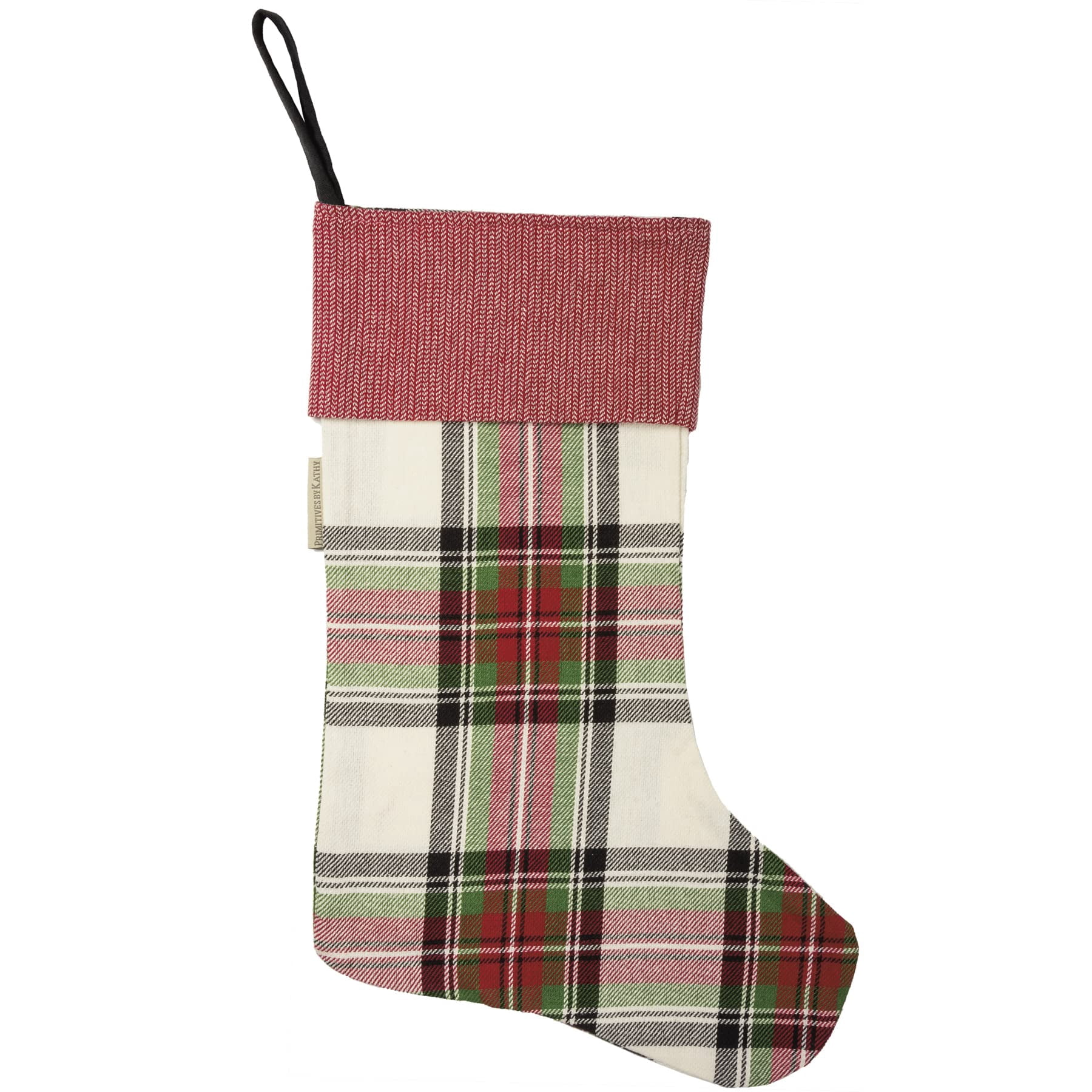 Primitives by Kathy 108426 Plaid Stocking, 18-inch Height, Cream ...