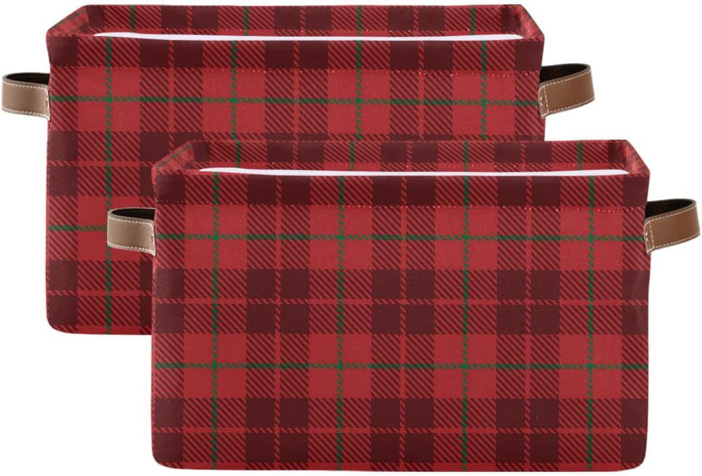 Tartan Plaid Red Color Line Fabric Pattern Scottish Cage Square Storage ...