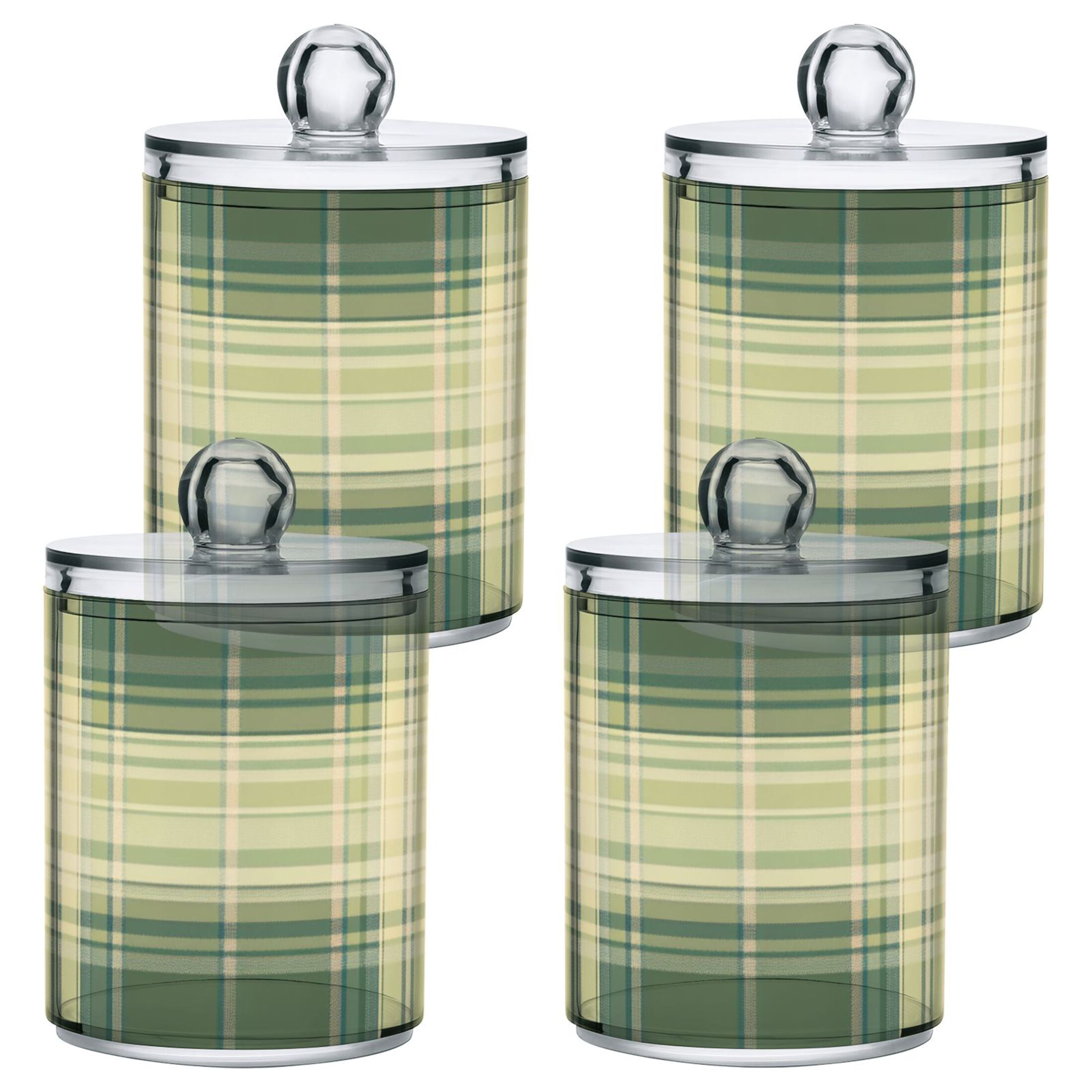 Tartan Plaids in Green and Orange Translucent Plastic Cans Storage ...