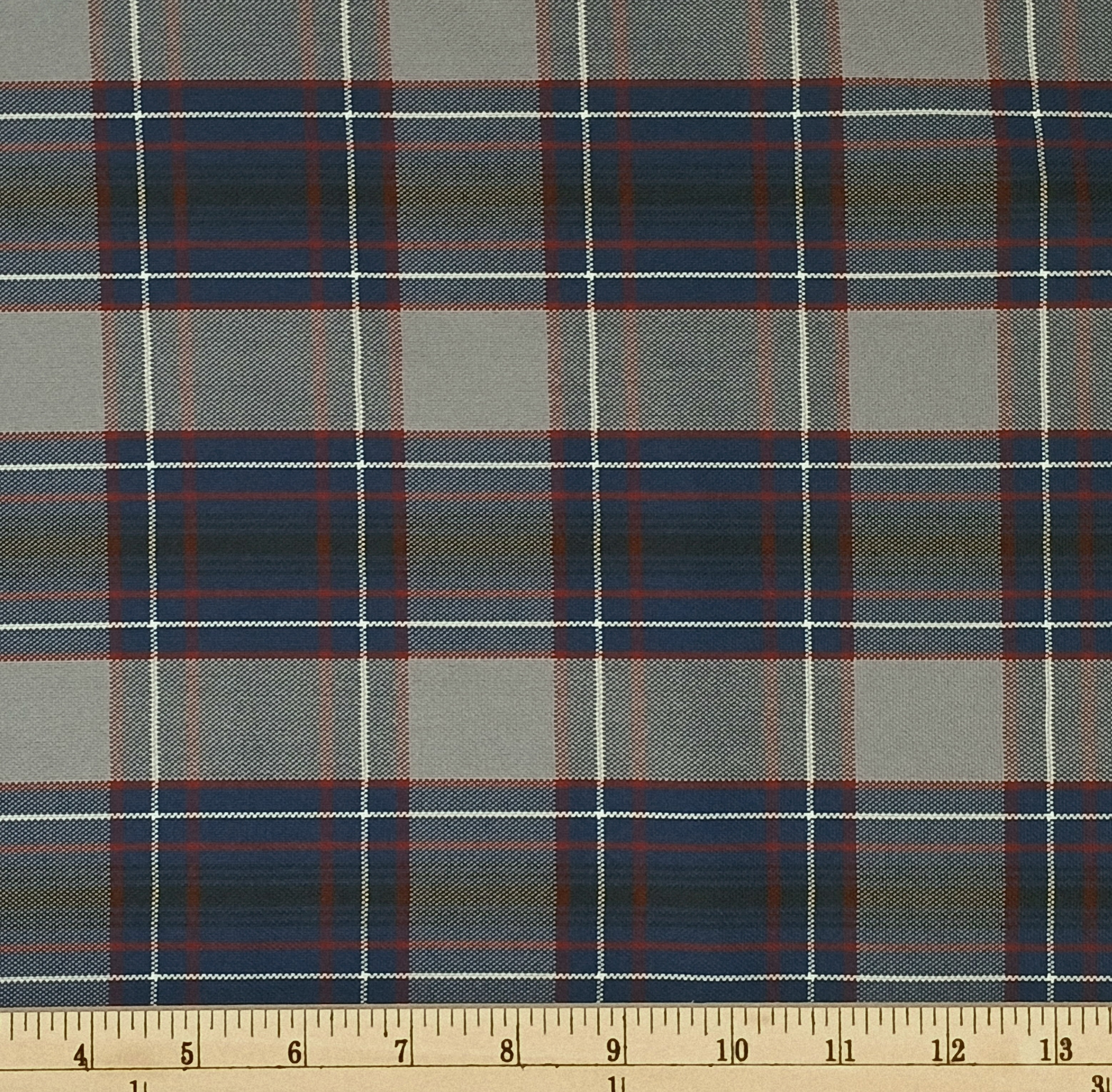 Tartan School Plaid Blue Black Gray Grey Yellow 58" Wide Polyester ...