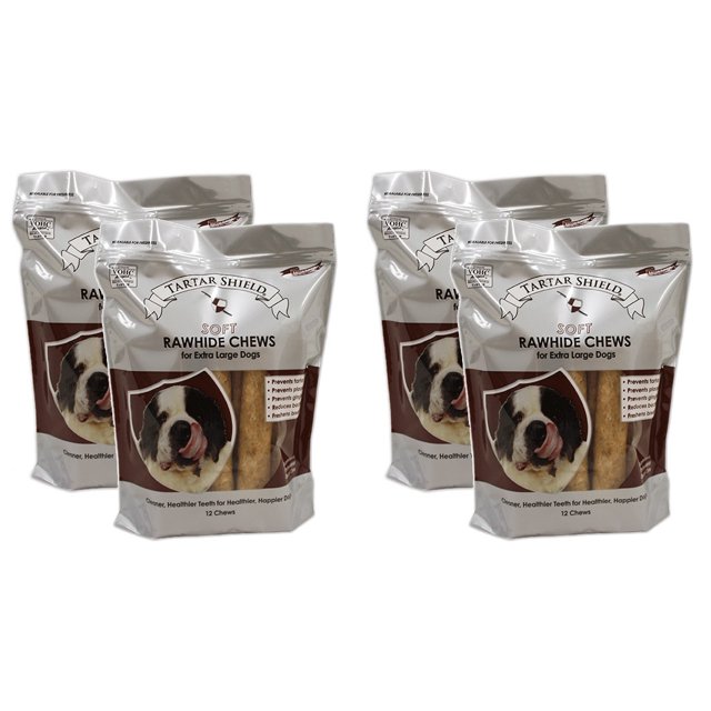 Tartar Shield Soft Rawhide Chews for Extra Large Dogs 12 Count 4 Pack ...