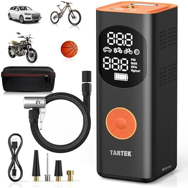 Tartek Tire Inflator Portable Air Compressor, 2x Faster Inflation, Auto ...