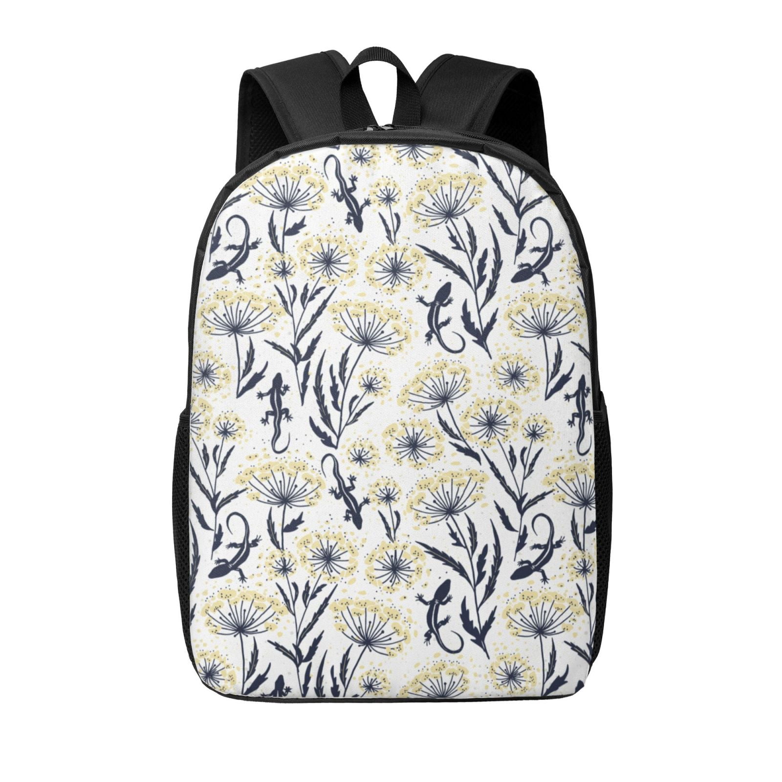 Tarvel Laptop Backpack for Women Men Black White Gecko Lizard Flower 17 ...