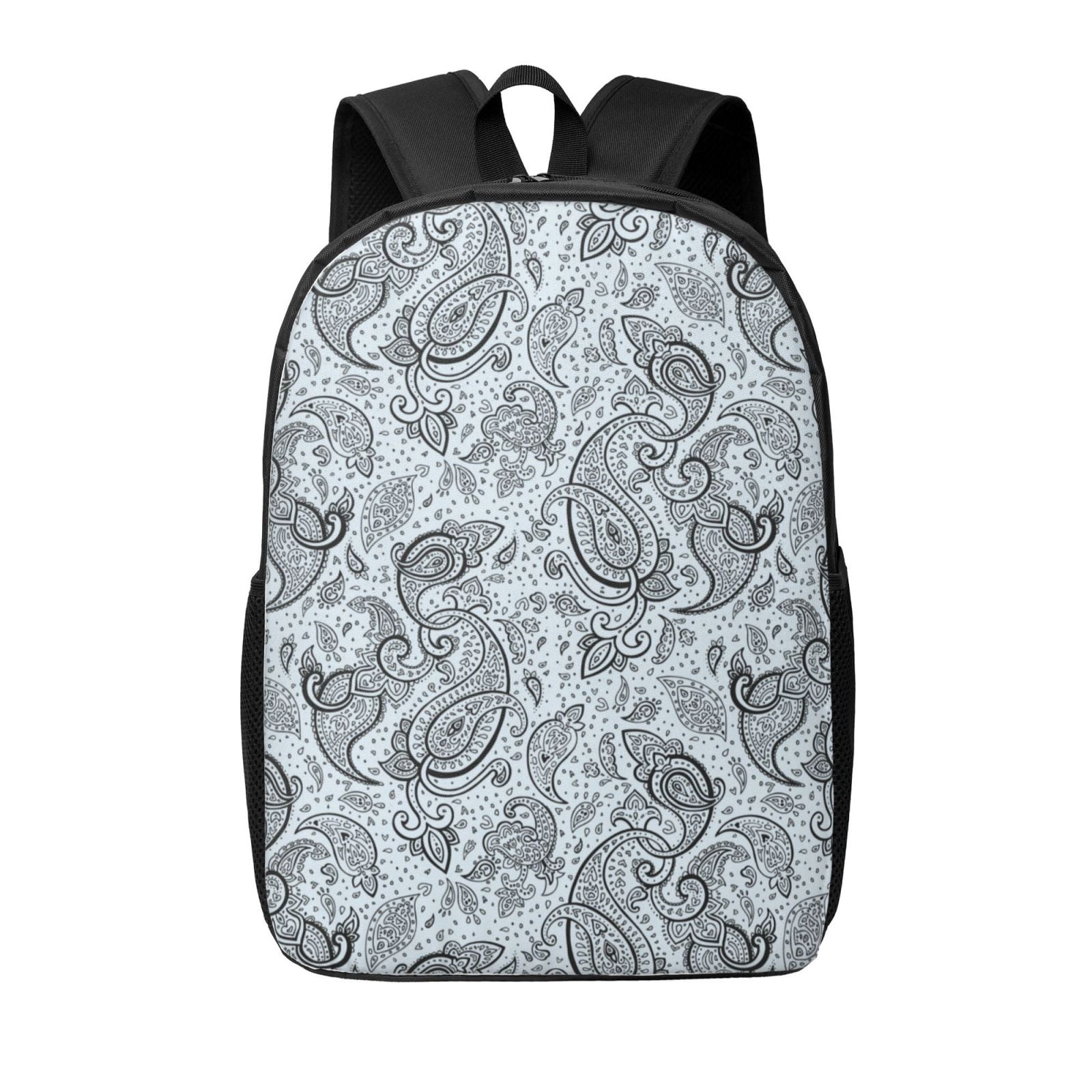 Tarvel Laptop Backpack for Women Men Black White Paisley 17 Inch ...