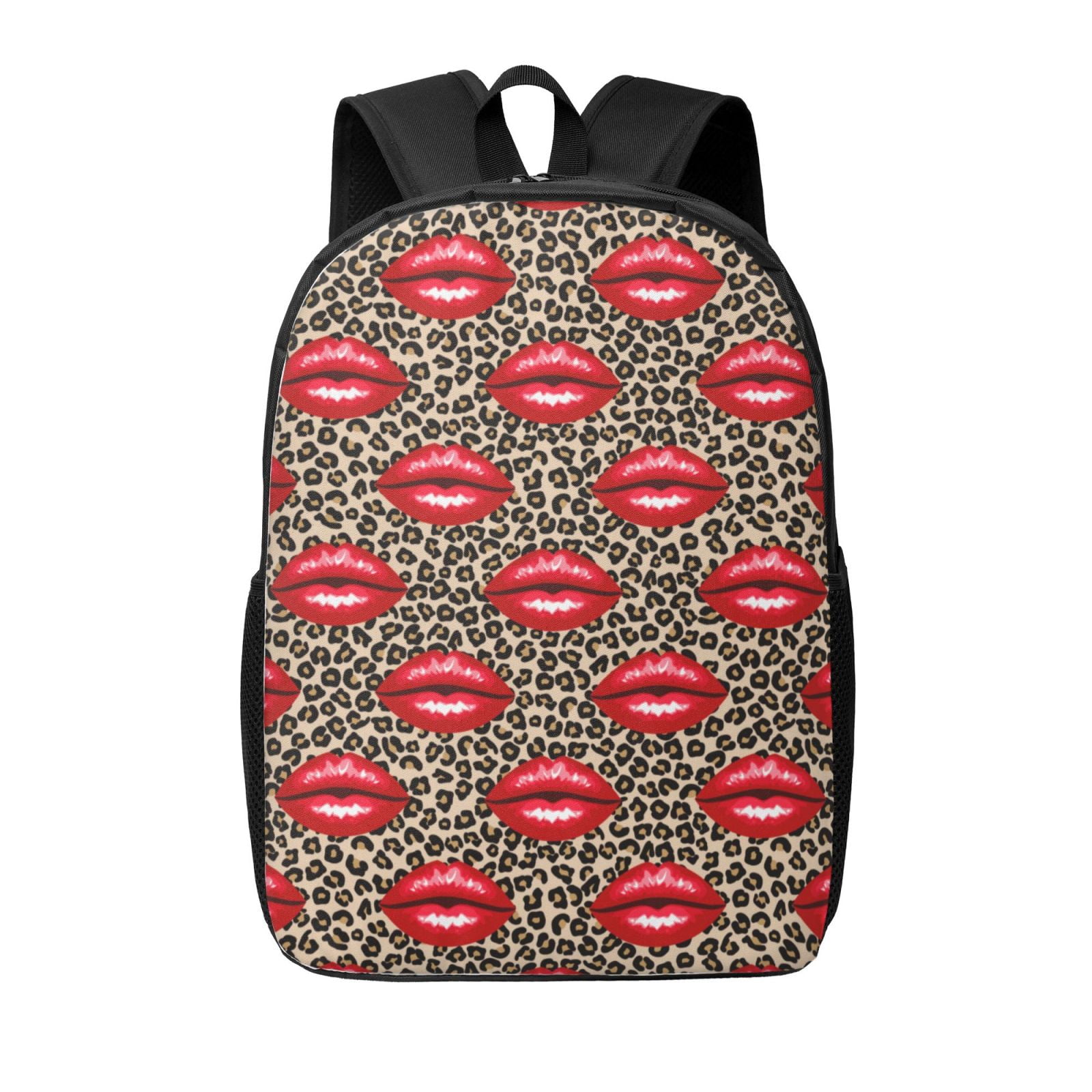Tarvel Laptop Backpack for Women Men Bright red lips leopard 17 Inch ...