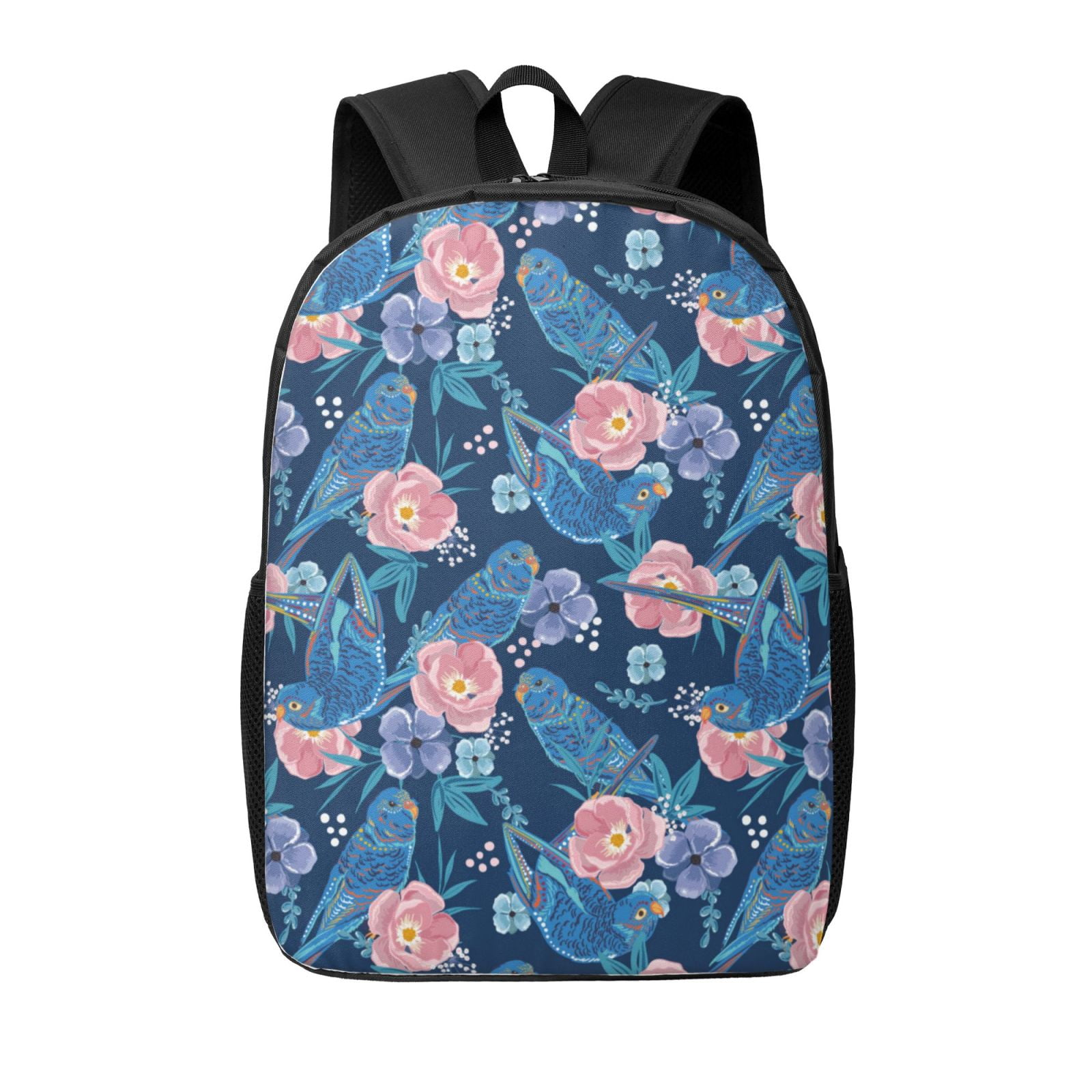 Tarvel Laptop Backpack for Women Men Classic Blue Cute Parrot Flower 17 ...