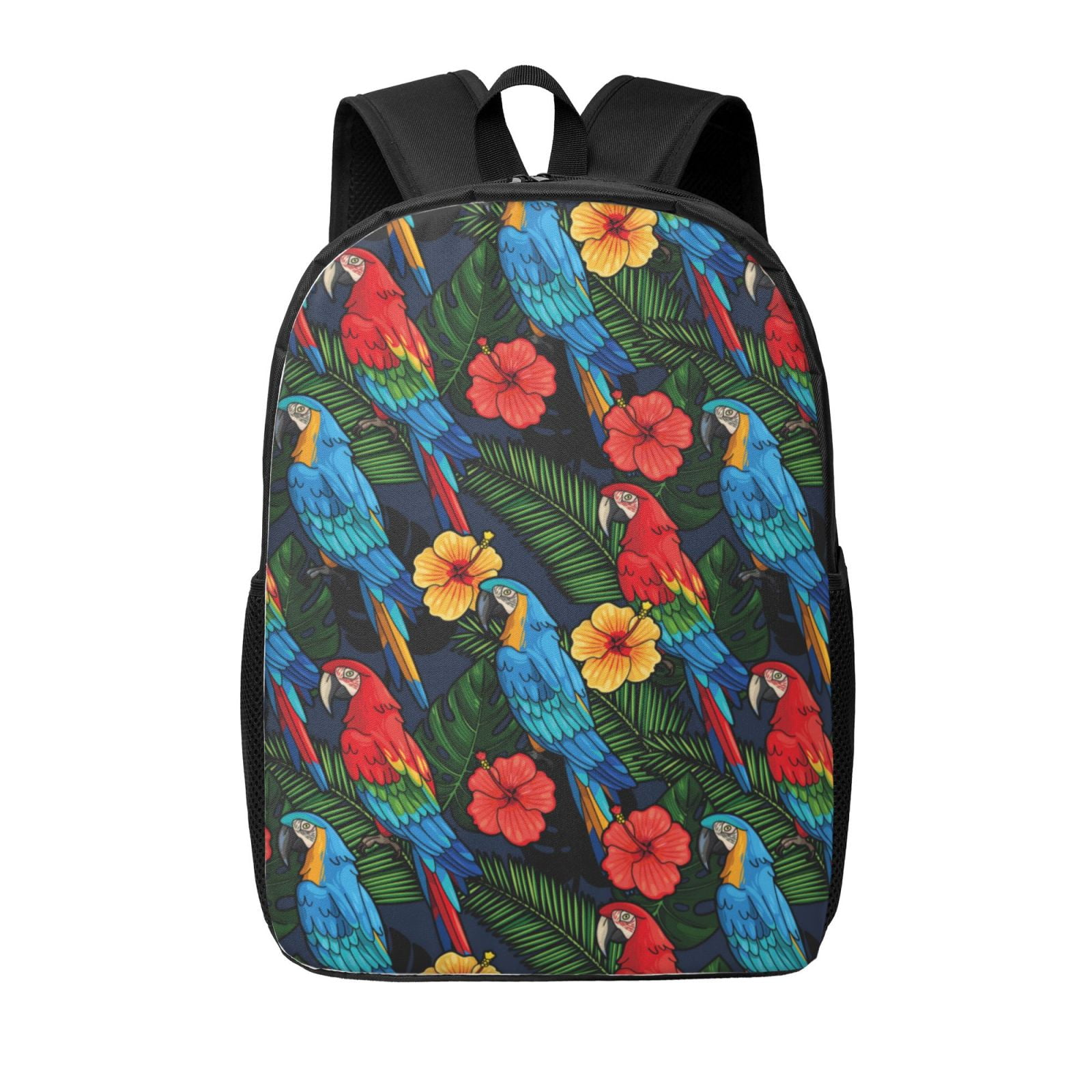Tarvel Laptop Backpack for Women Men Colorful Cartoon Parrot Leaves 17 ...