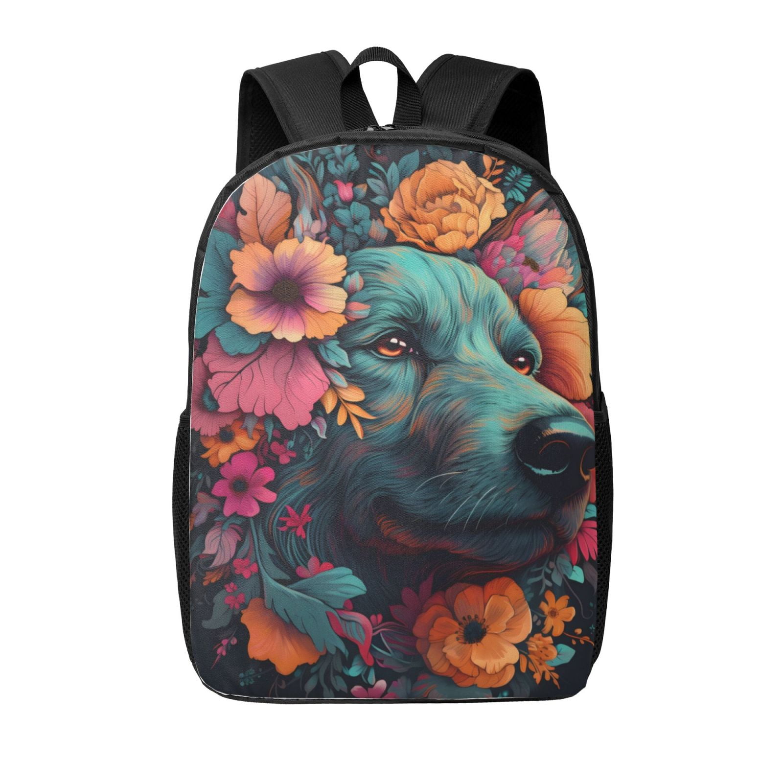 Tarvel Laptop Backpack for Women Men Colorful Flower Dog A 17 Inch ...