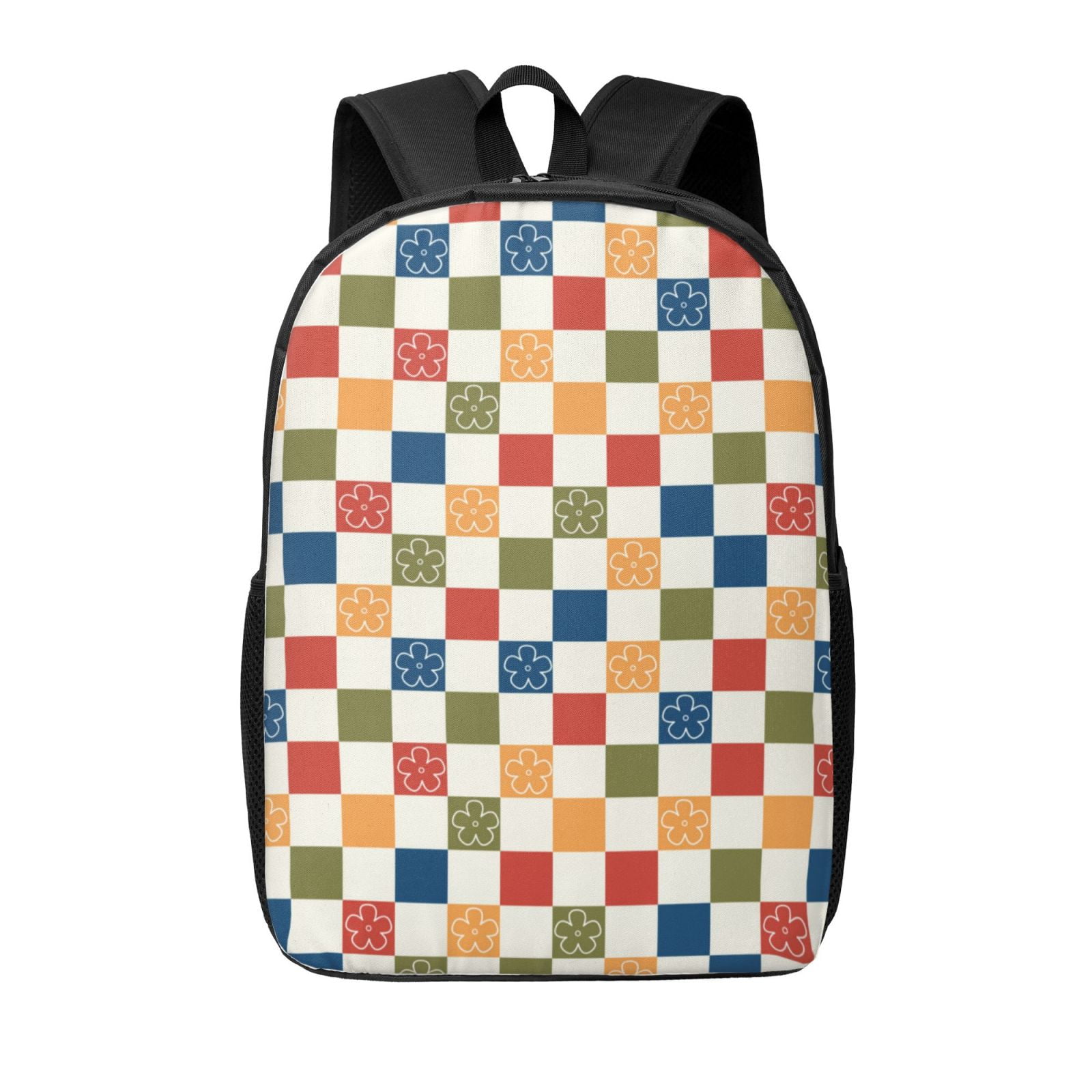 Tarvel Laptop Backpack for Women Men Floral Checkerboard 17 Inch ...