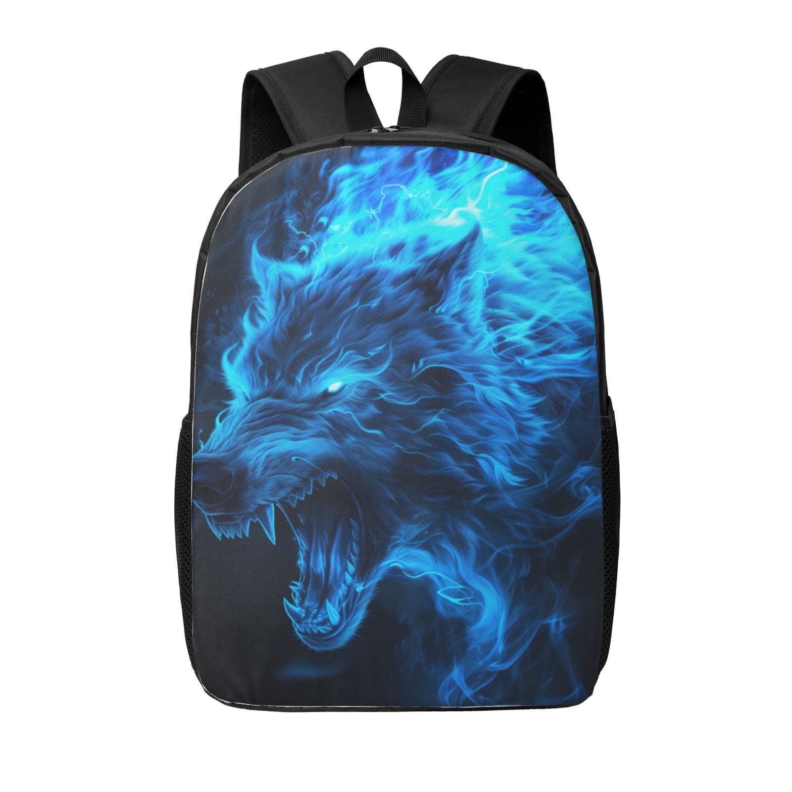 Tarvel Laptop Backpack for Women Men Ice Blue Fire Wolf 17 Inch ...