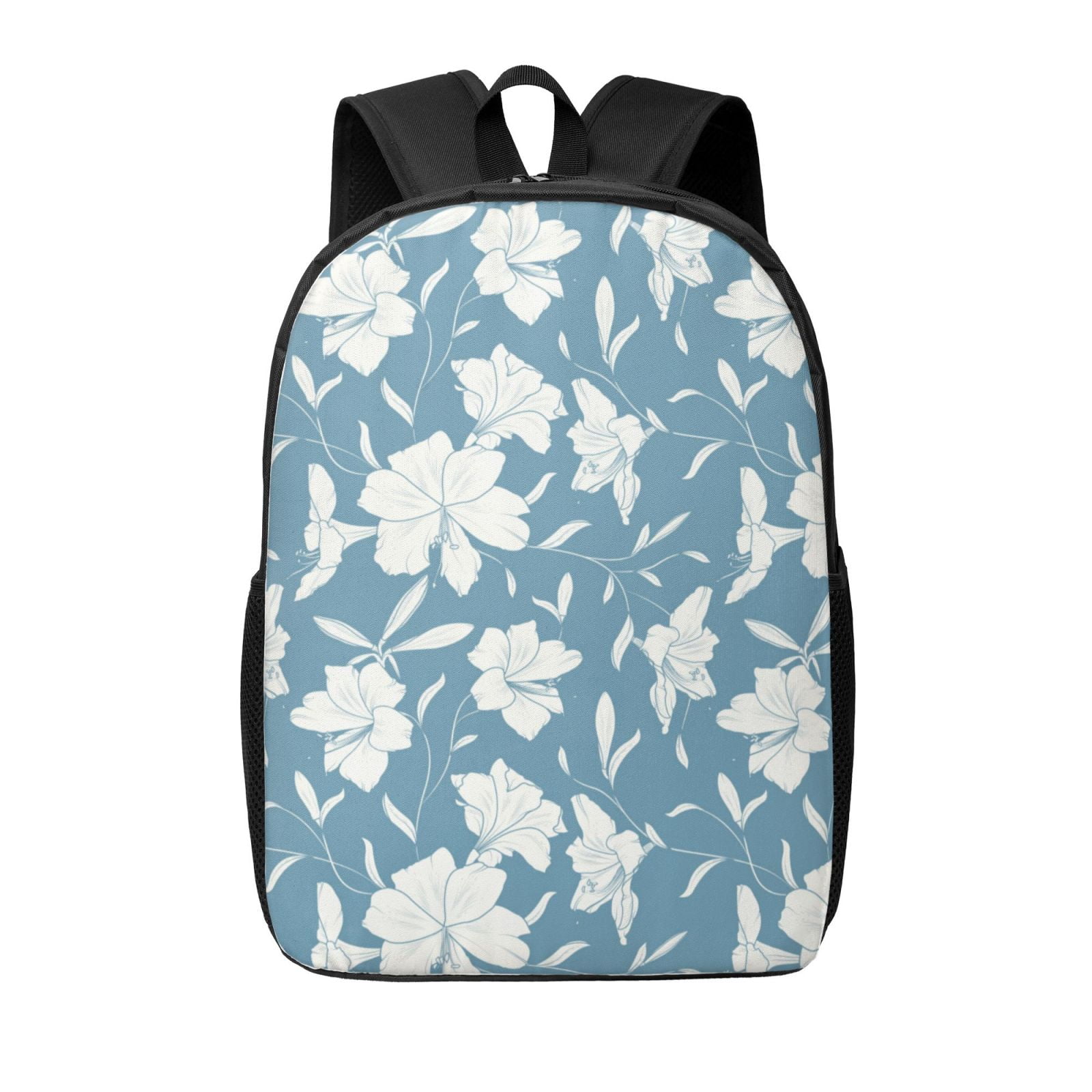 Tarvel Laptop Backpack for Women Men Lilies Flowers Light Blue 17 Inch ...