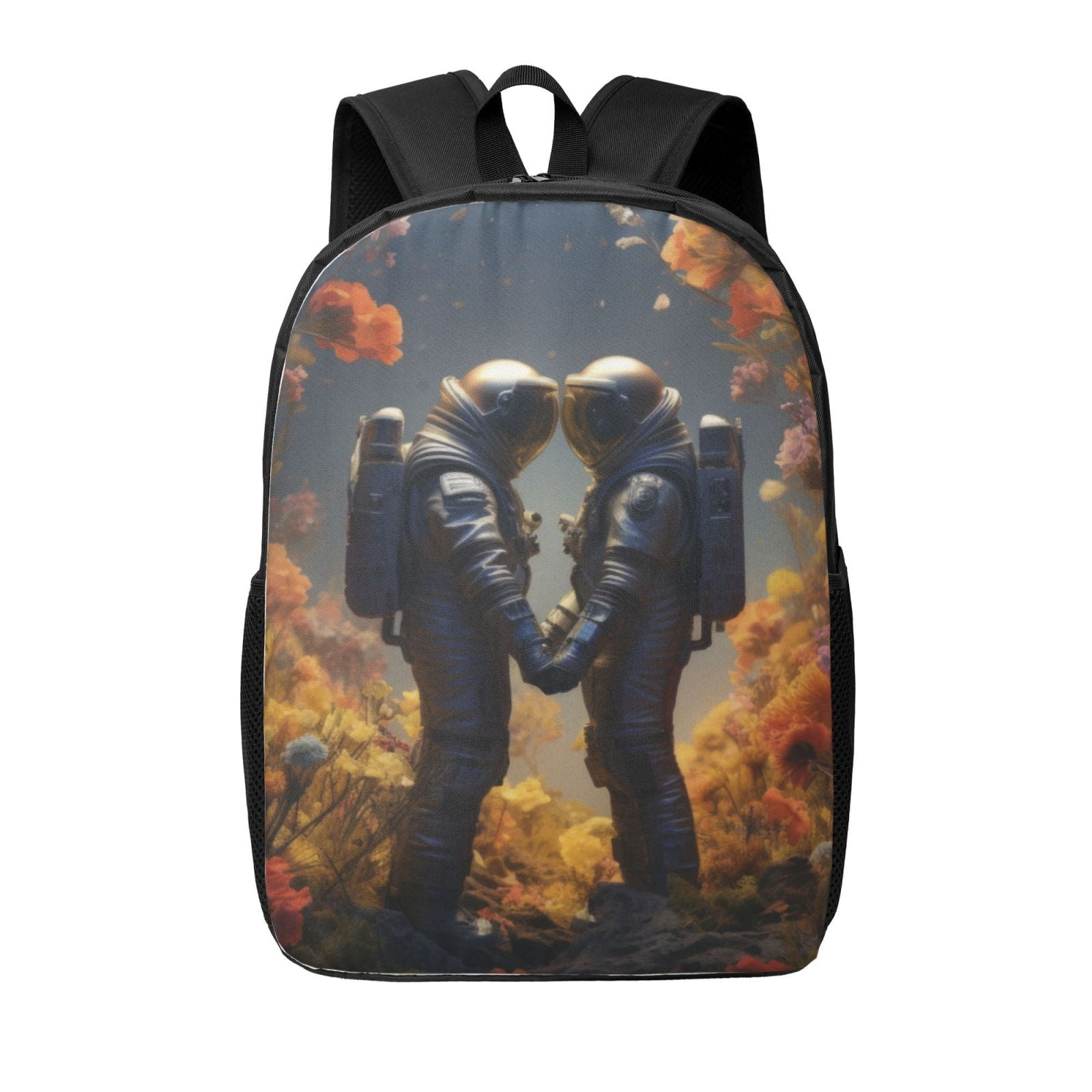 Tarvel Laptop Backpack for Women Men Romantic Flower Astronaut Couple ...