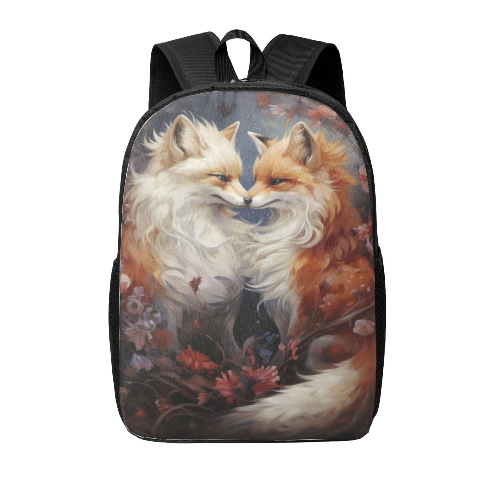 Tarvel Laptop Backpack for Women Men Romantic Flower Fox Couple 17 Inch ...