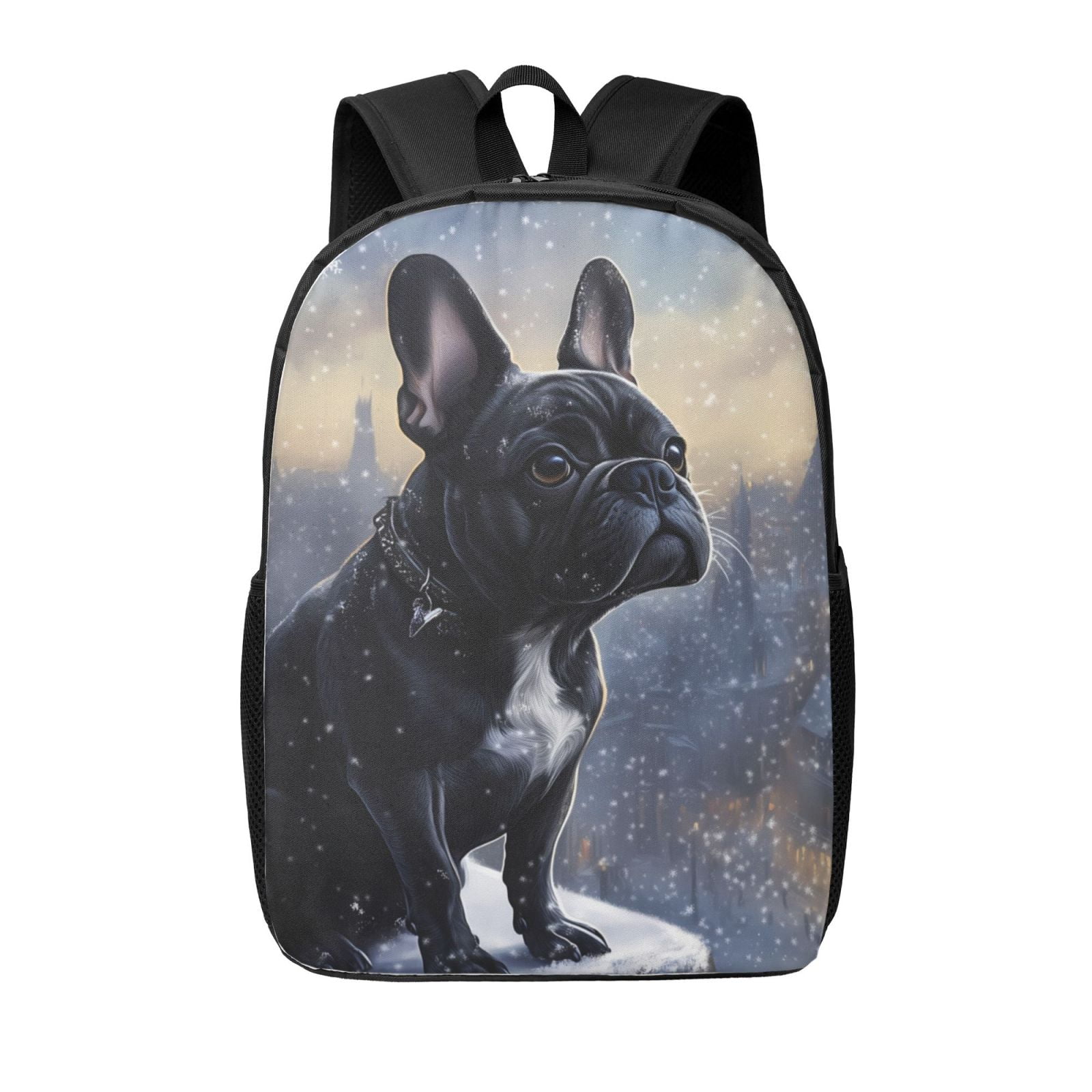 Tarvel Laptop Backpack for Women Men Winter City French Bulldog 17 Inch ...