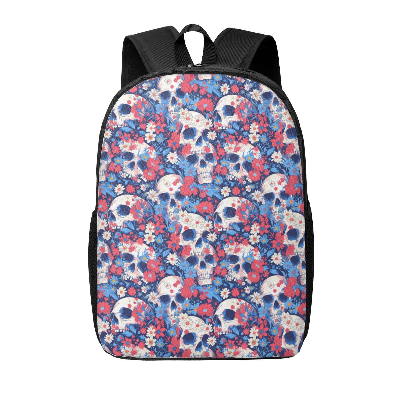 Tarvel Laptop Backpack for Women Men daisy Skull red flower 17 Inch ...
