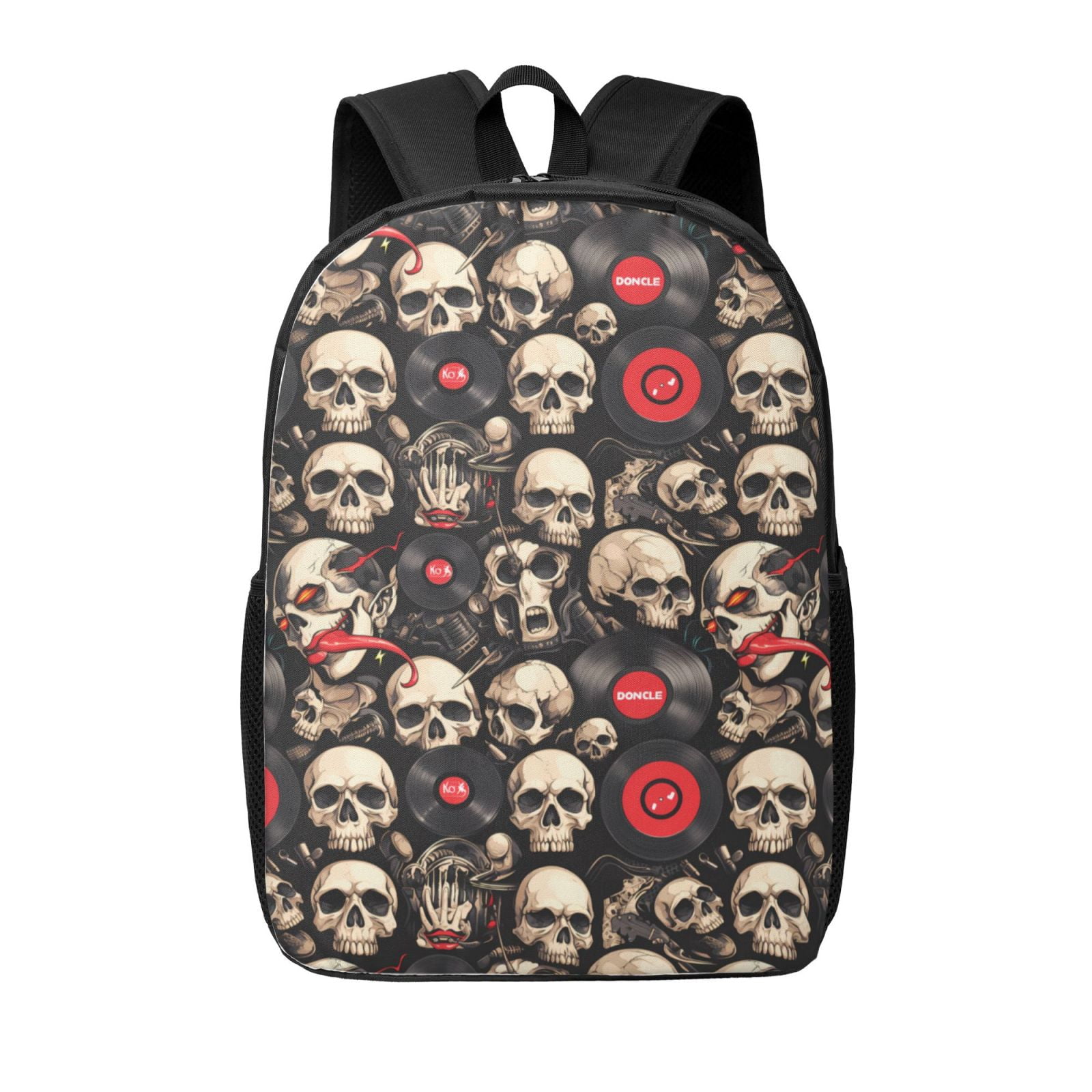 Tarvel Laptop Backpack for Women Men rock record Skull 17 Inch Backpack ...
