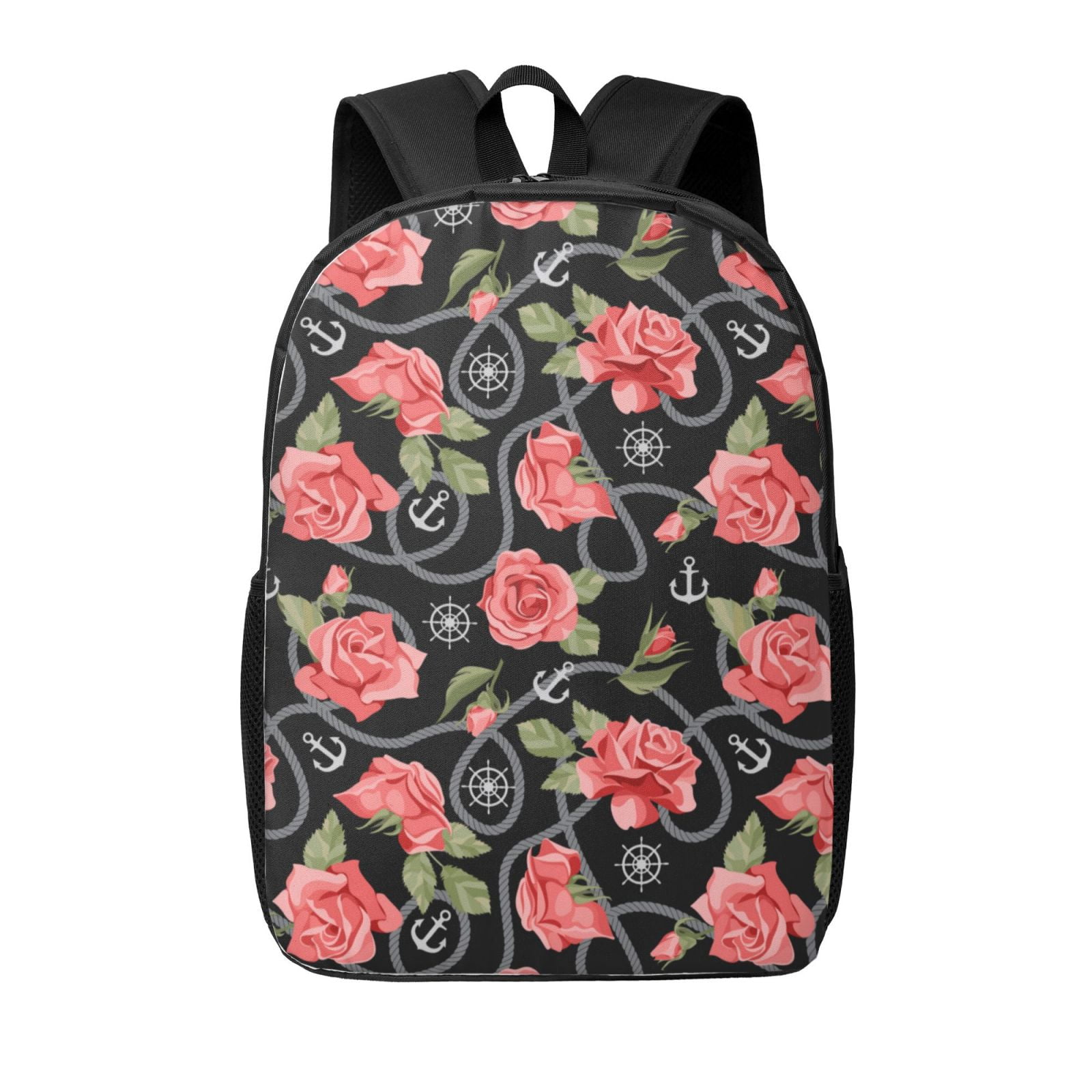Tarvel Laptop Backpack for Women Men trendy red roses anchor black 17 ...