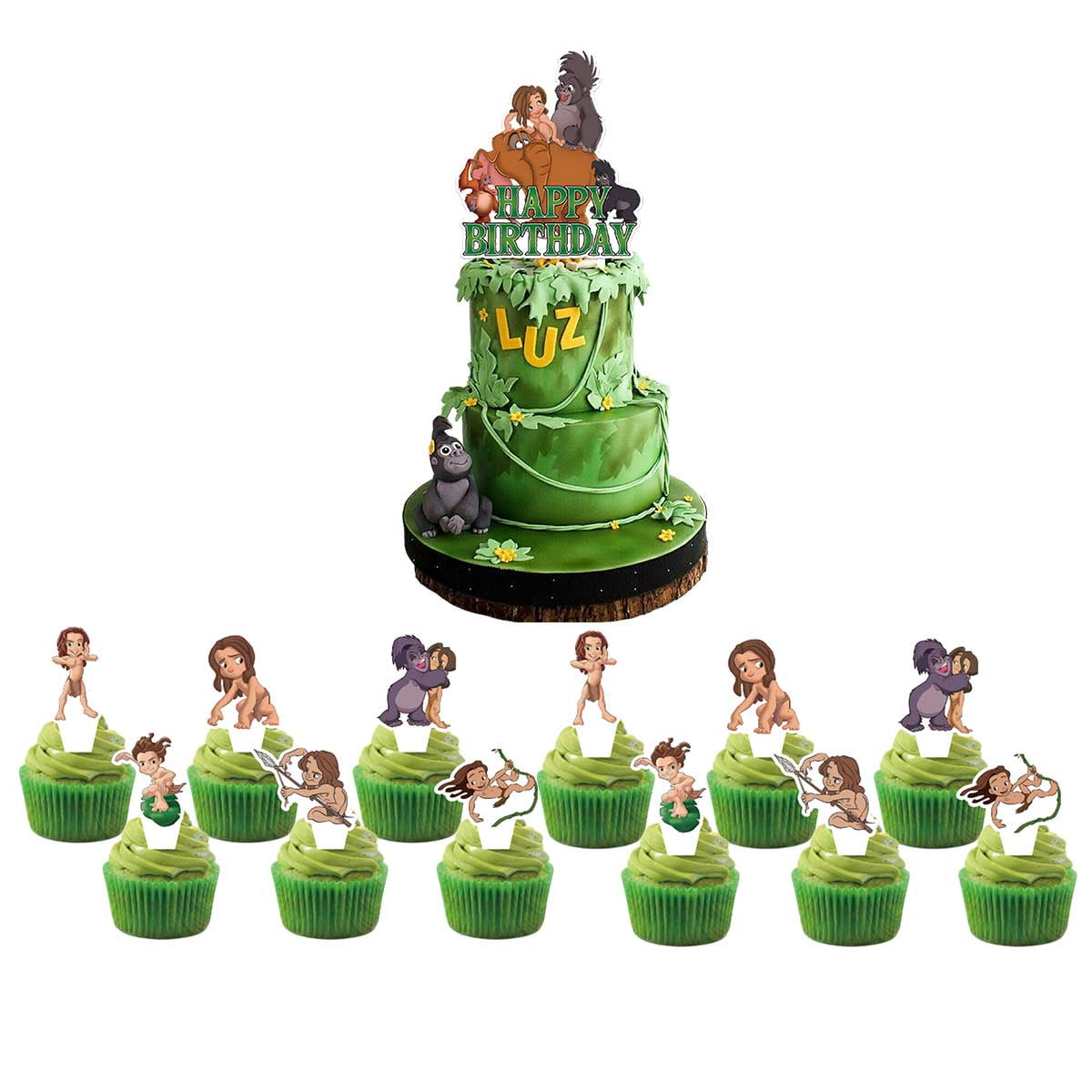 Tarzan Cake Topper Cupcake Set Party Supplies Decoration Birthday Decor ...