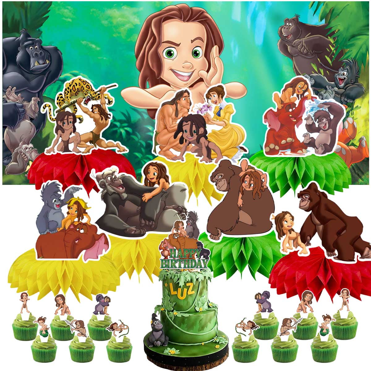 Tarzan Party Decorations Honeycomb Centerpieces Table Toppers ...