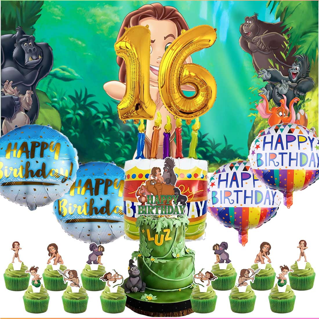 Tarzan Party Supplies Decor 16th Kit Balloons Birthday Cake Topper ...