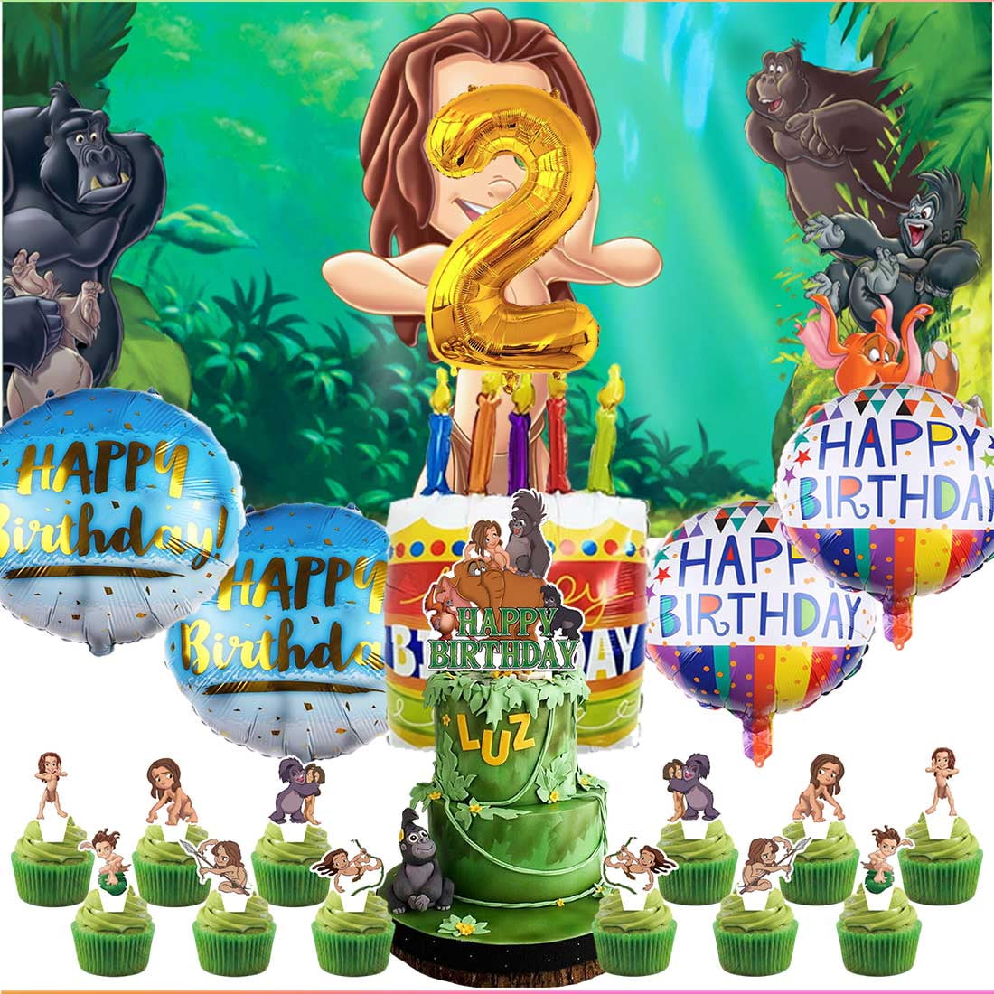 Tarzan Party Supplies Decor 2nd Kit Balloons Birthday Cake Topper ...