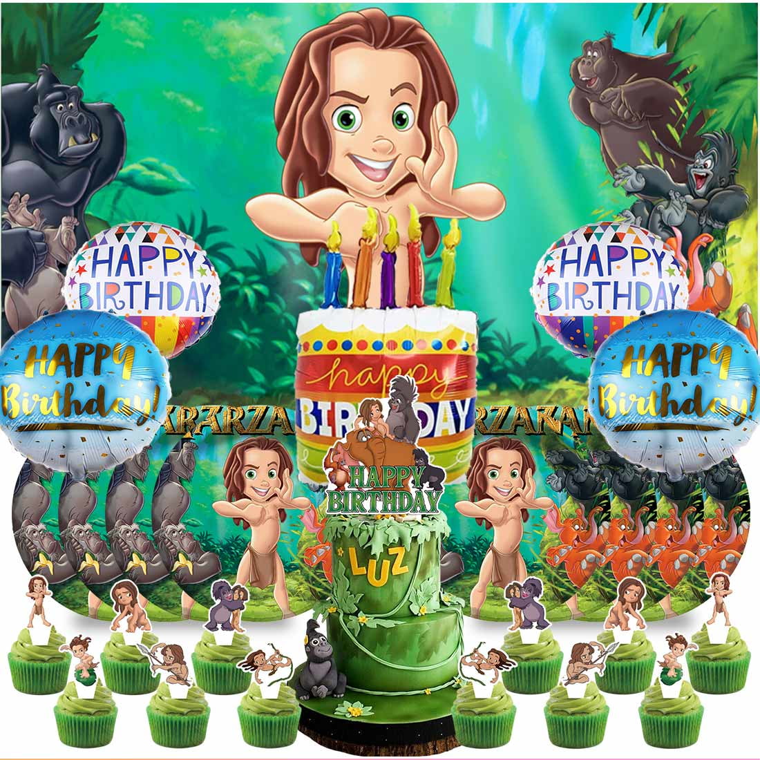Tarzan Supplies Plates Decoration Backdrop Banner Birthday Decor ...