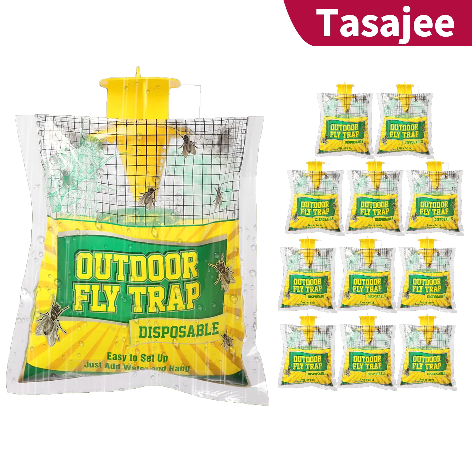 Tasajee 12 Pack Fly Traps Outdoor Fly Trap Hanging, Disposable Fly ...