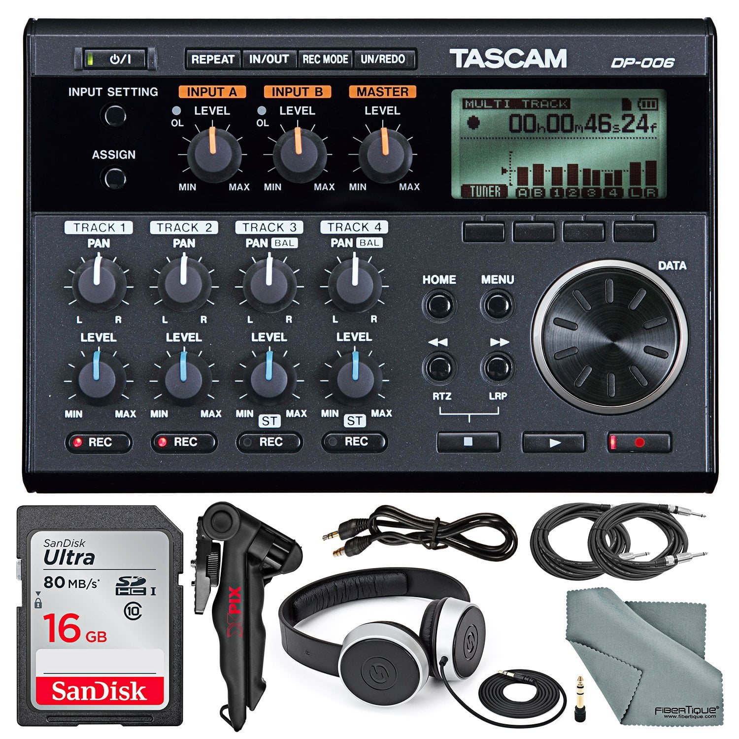 Tascam DP-006 6-track Digital Pocketstudio and Deluxe Accessory Bundle ...