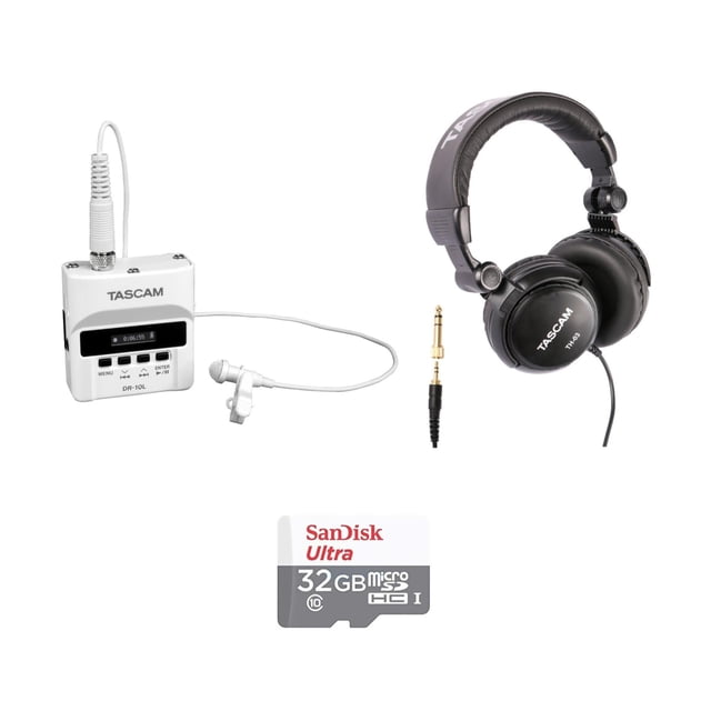 Tascam DR-10L Channel Portable Studio Recorder (White) Bundle with ...