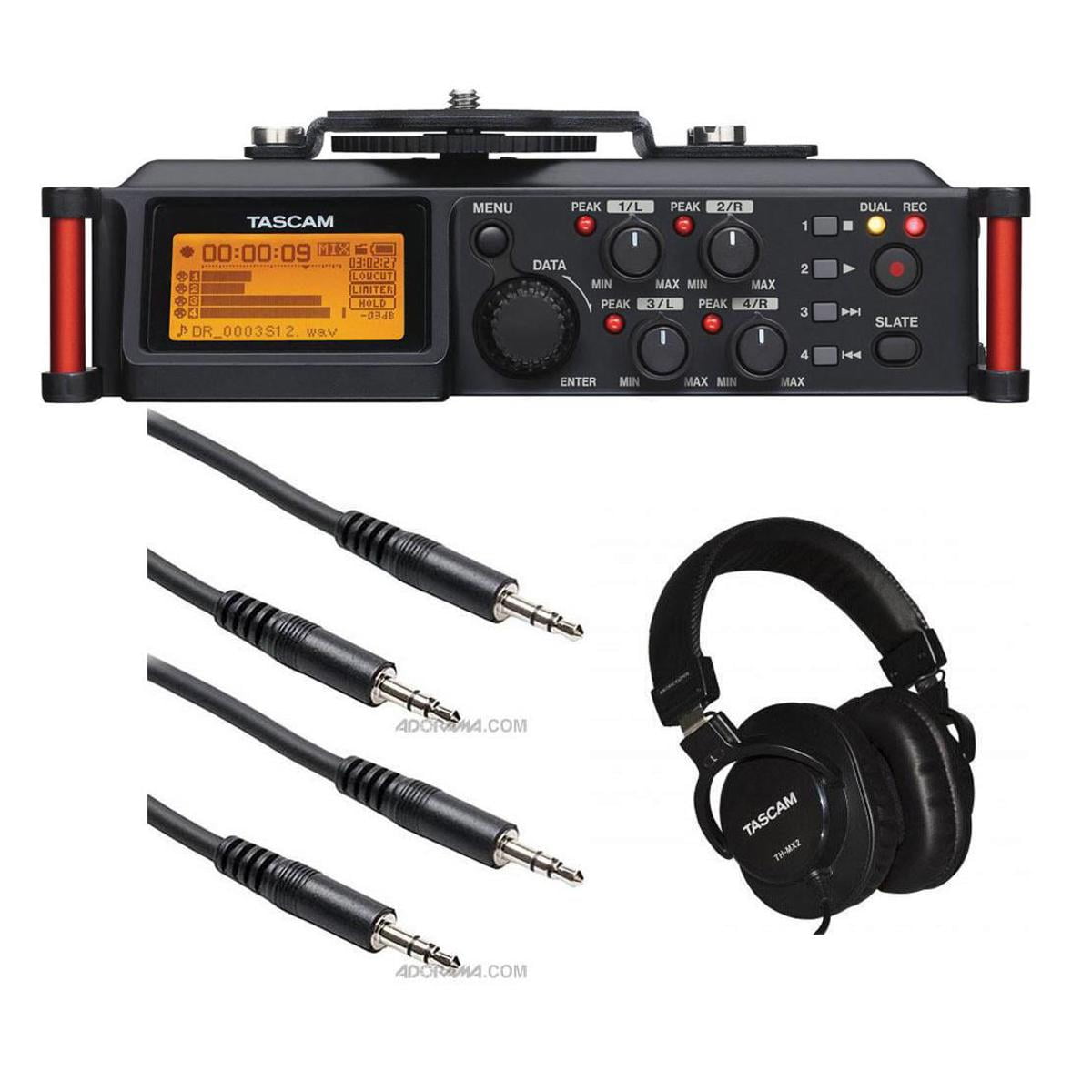 Tascam DR-70D 4-Channel Audio Recorder for DSLR Cameras, - Bundle With ...