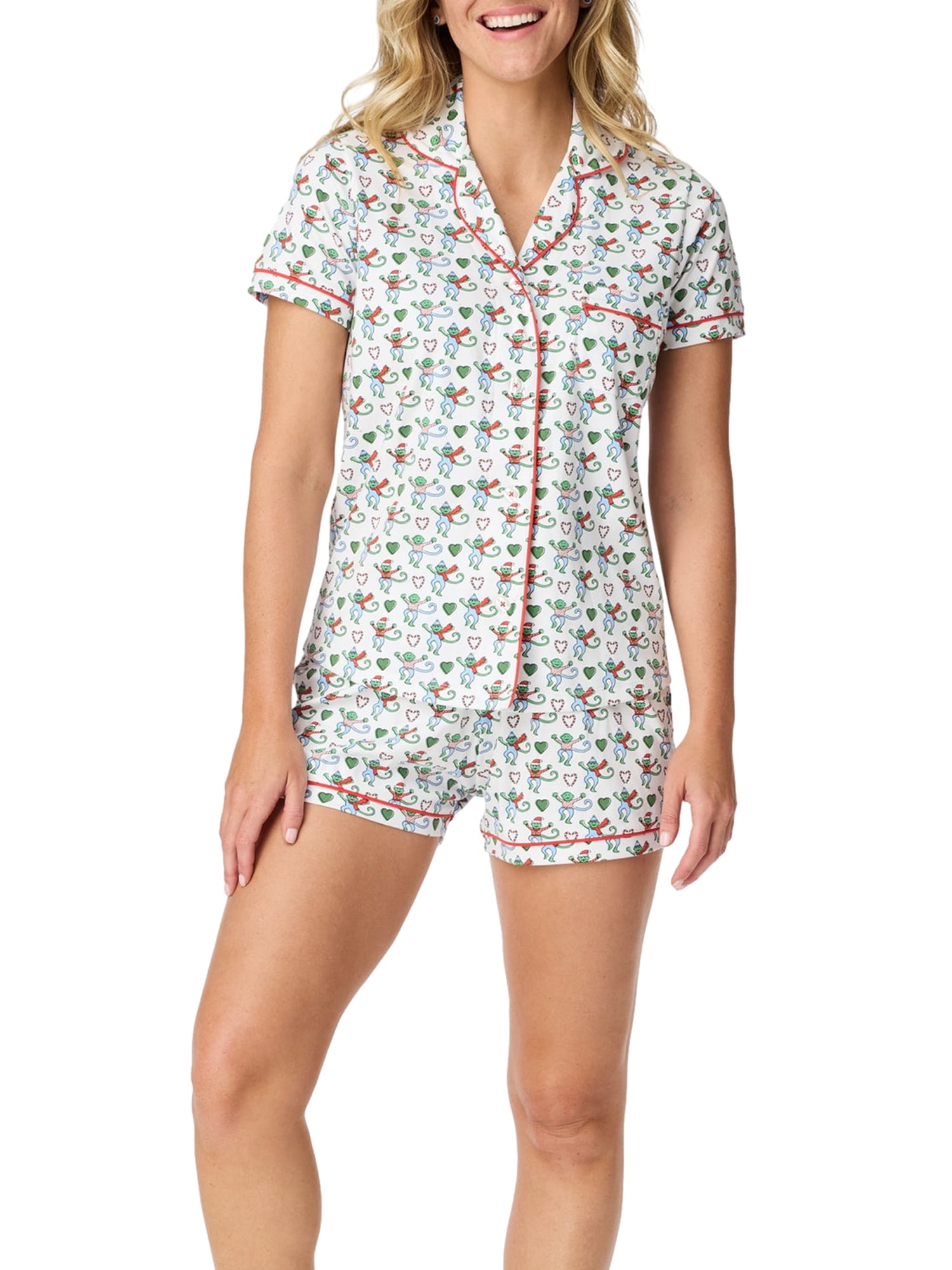 Tasdouyy Womens Rabbit Monkey Print 2 Piece Pajamas Y2k Preppy Short ...