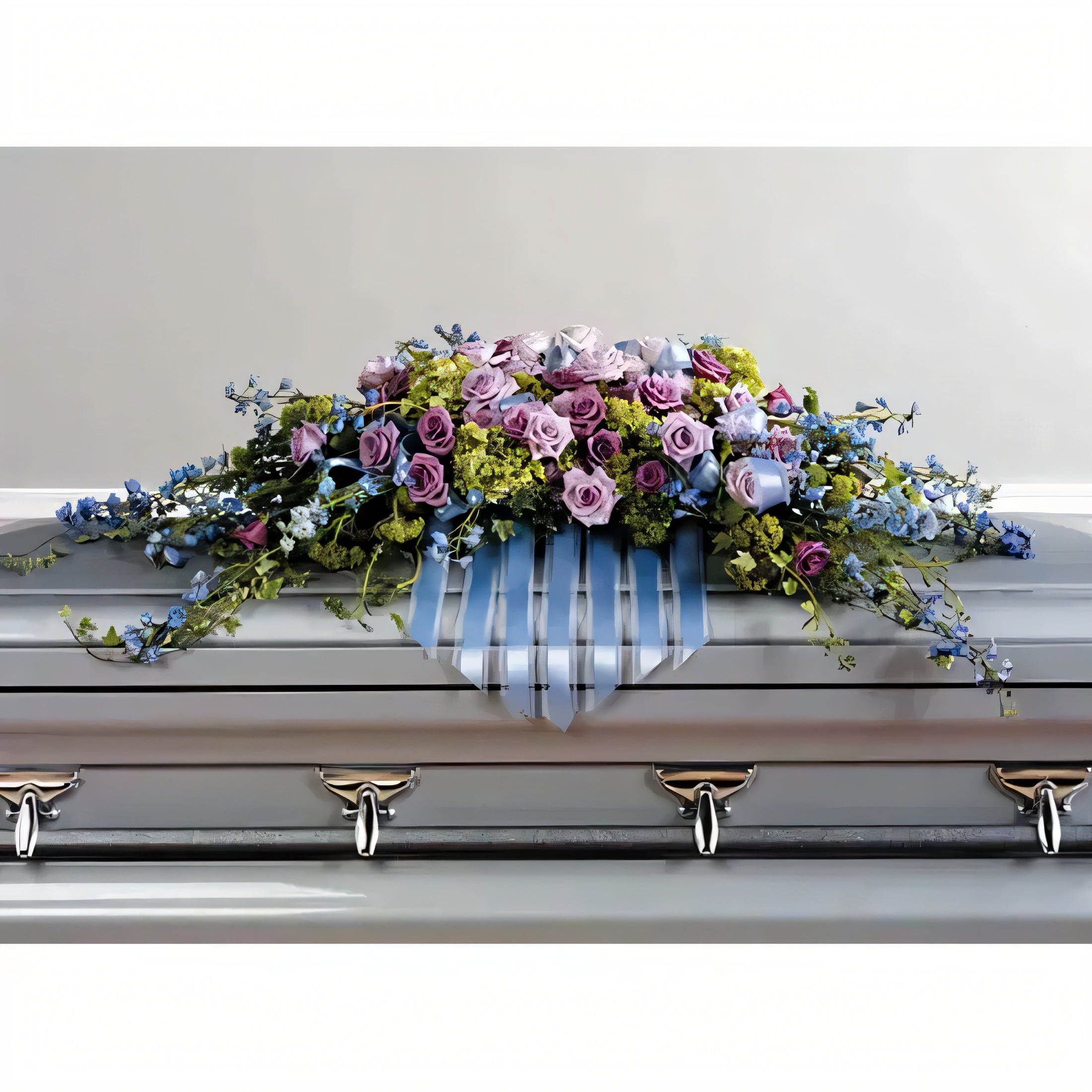 Tasha's Flowers Blue Ribbon Casket Spray - Better - Walmart.com