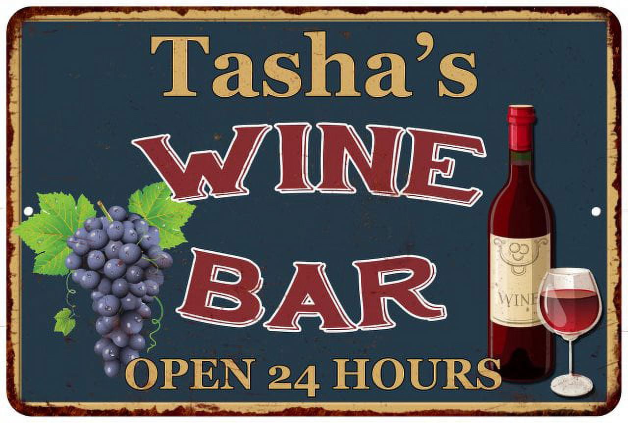 Tasha's Green Wine Bar Sign Wall Decor 16 x 24 Matte Finish Metal ...