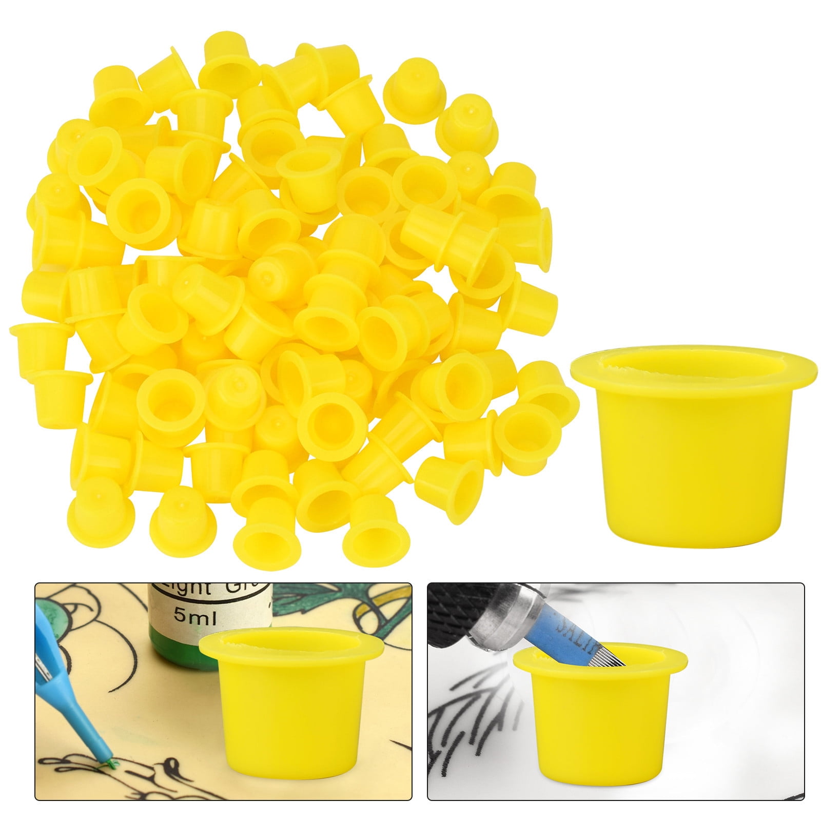 Tashi Tattoo Ink Caps 100Pcs Disposable Plastic Pigment Tattoo Ink Caps Cups For Tattoo Ink ...