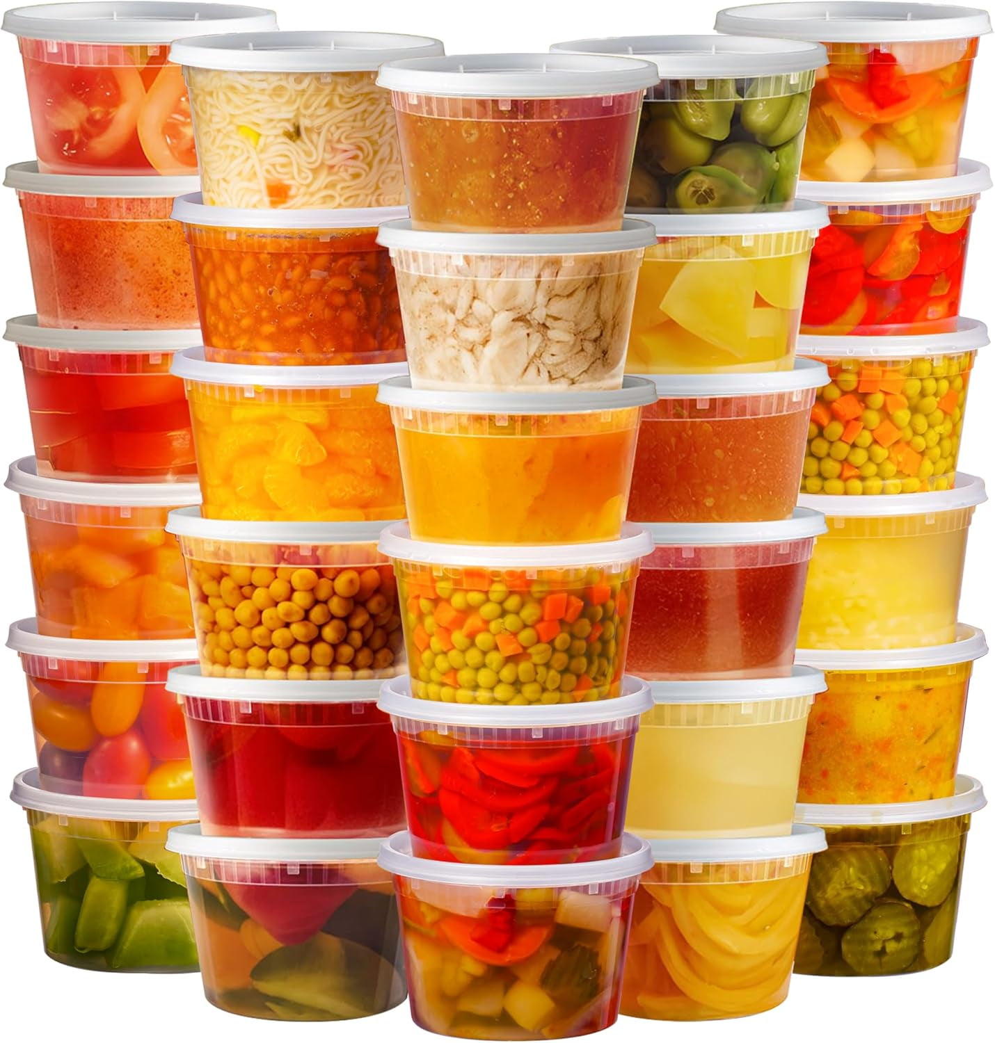 TashiBox [8oz-40 Sets Plastic Containers with Airtight Lids, Food ...