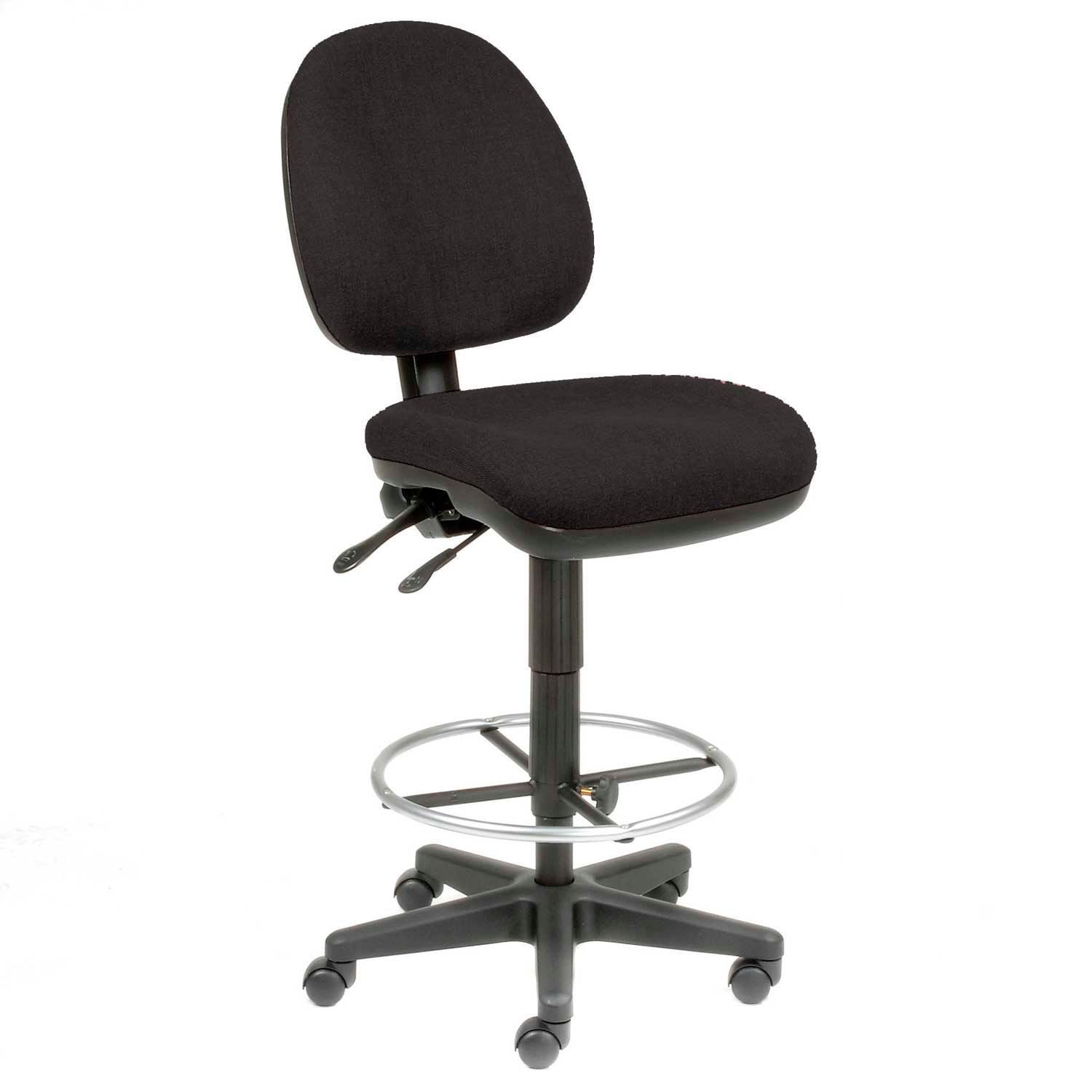 Task Stool - Adjustable Office Chair with 360° Footrest and Rolling ...
