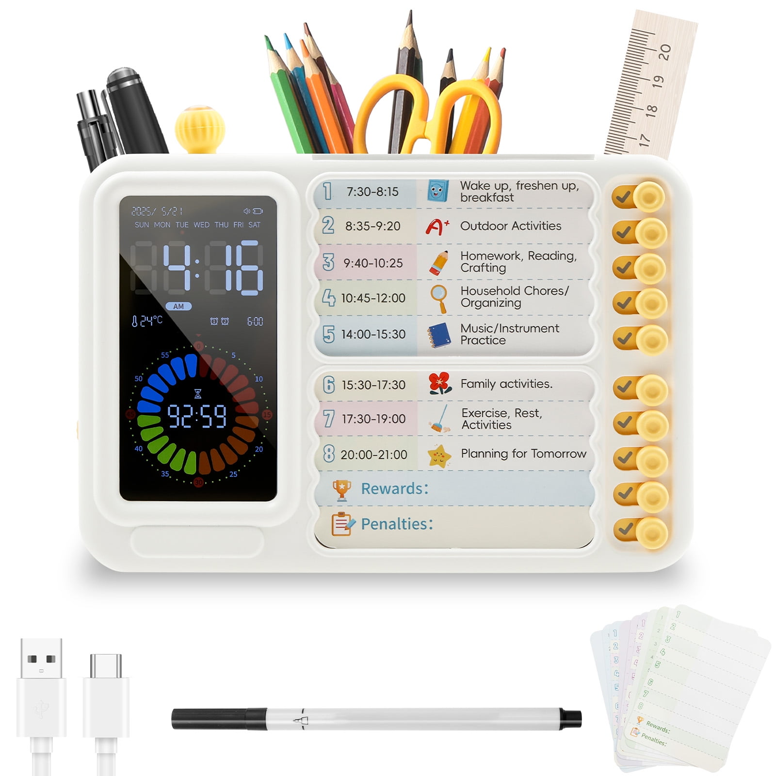 Task Timer Efficient Visual Timer for Kids with Chore Chart Board and ...