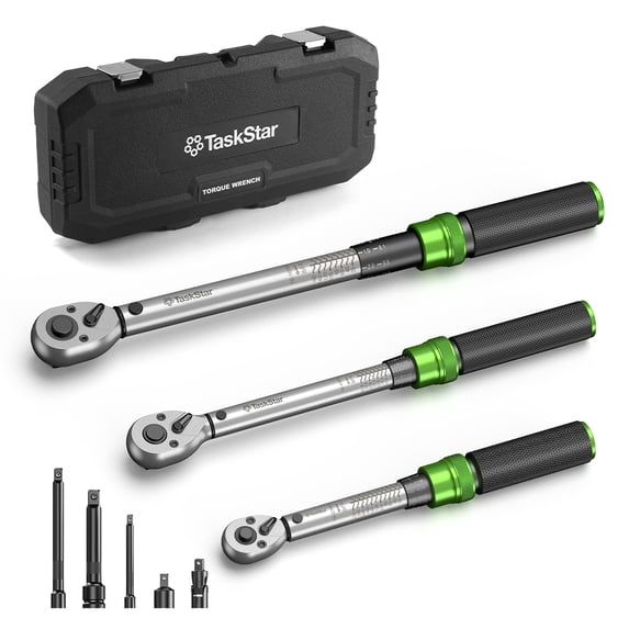 TaskStar 1/4 3/8 1/2-inch Drive Click Torque Wrench Set, Precision ...